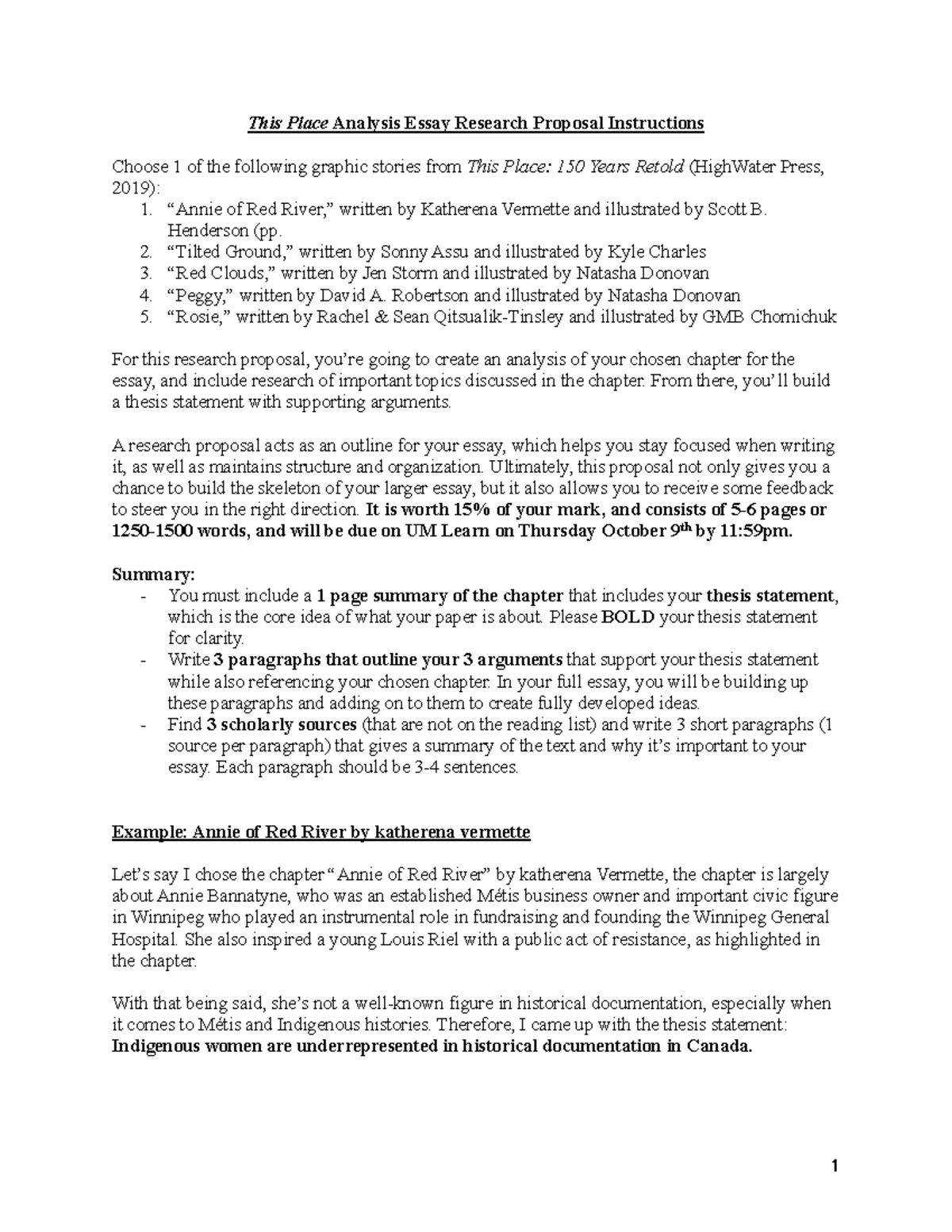 INDG 1220 Analysis Essay Research Proposal on "This Place" - Studocu