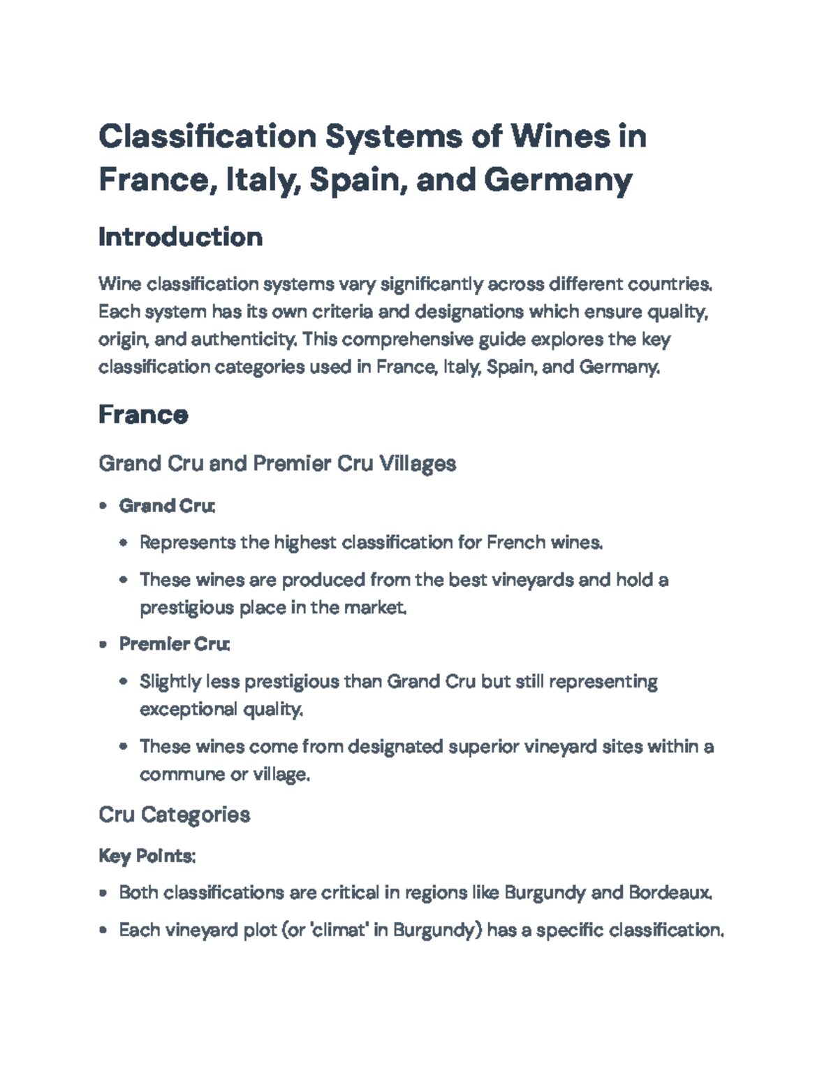 Classification Systems of French, Italian, Spanish, and German Wines ...