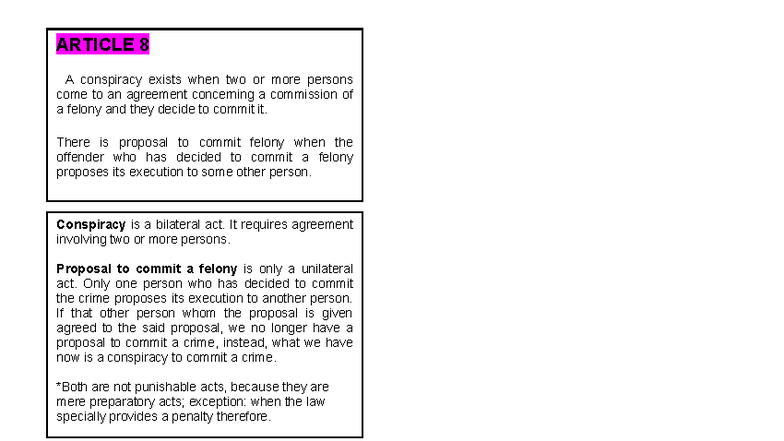 Article 8: Understanding Conspiracy in Criminal Law - Studocu