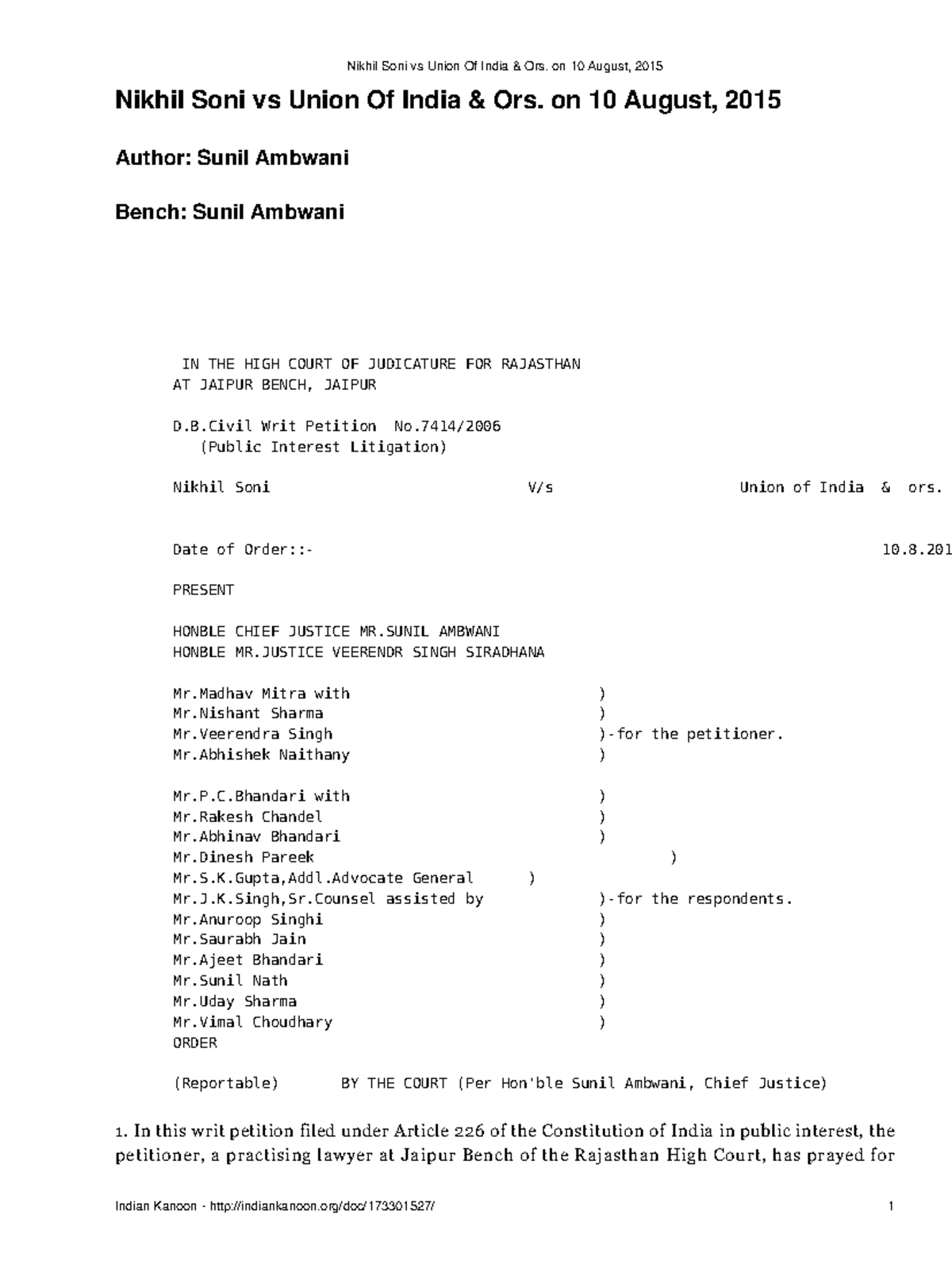 Nikhil Soni vs Union of India: High Court Ruling on Santhara Practice ...