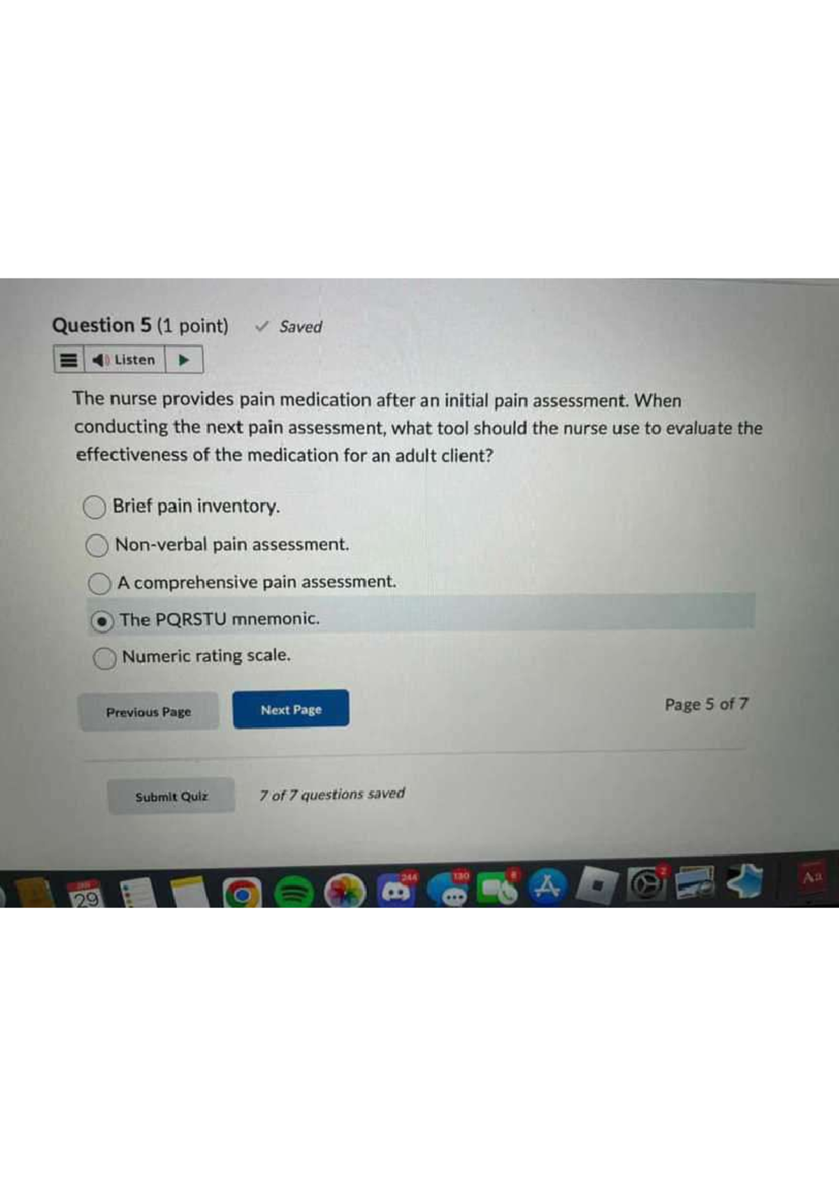 Nursing 101: Term Test Questions on Pain Assessment Tools - Studocu