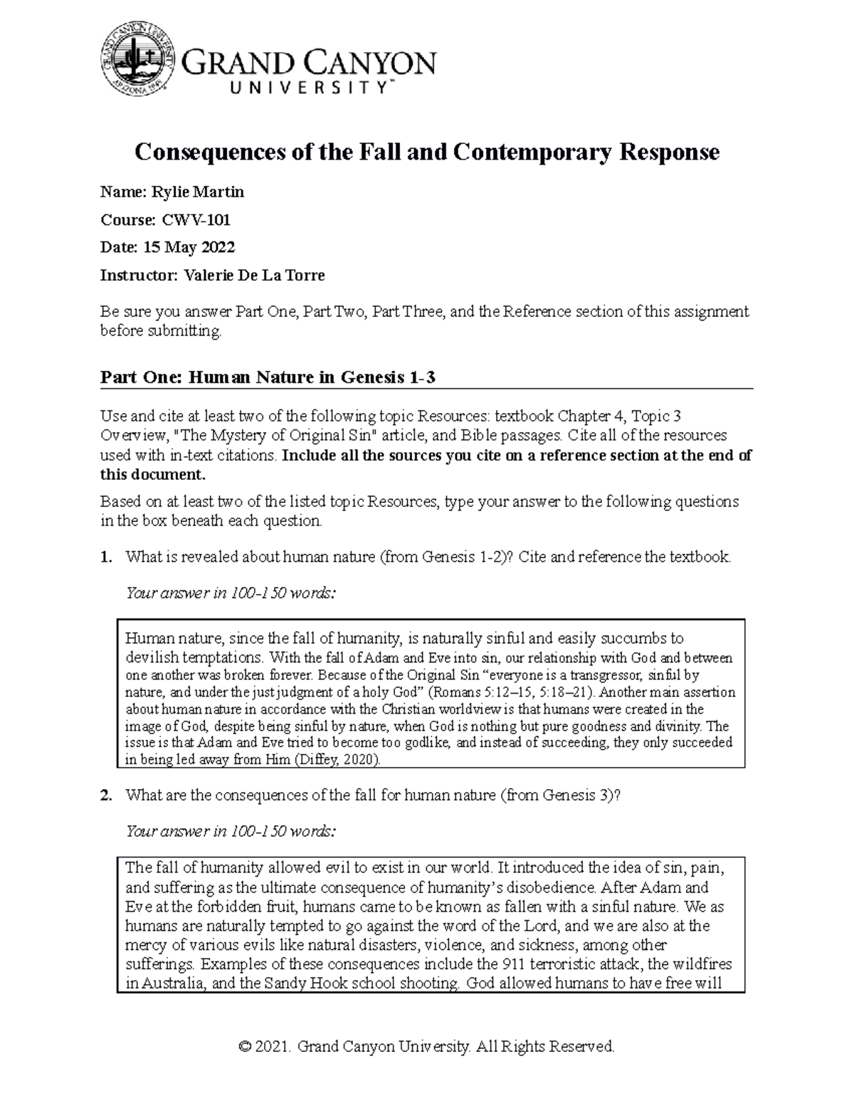 CWV-101-301-RS-T3 Exploring the Consequences of the Fall and Responses ...