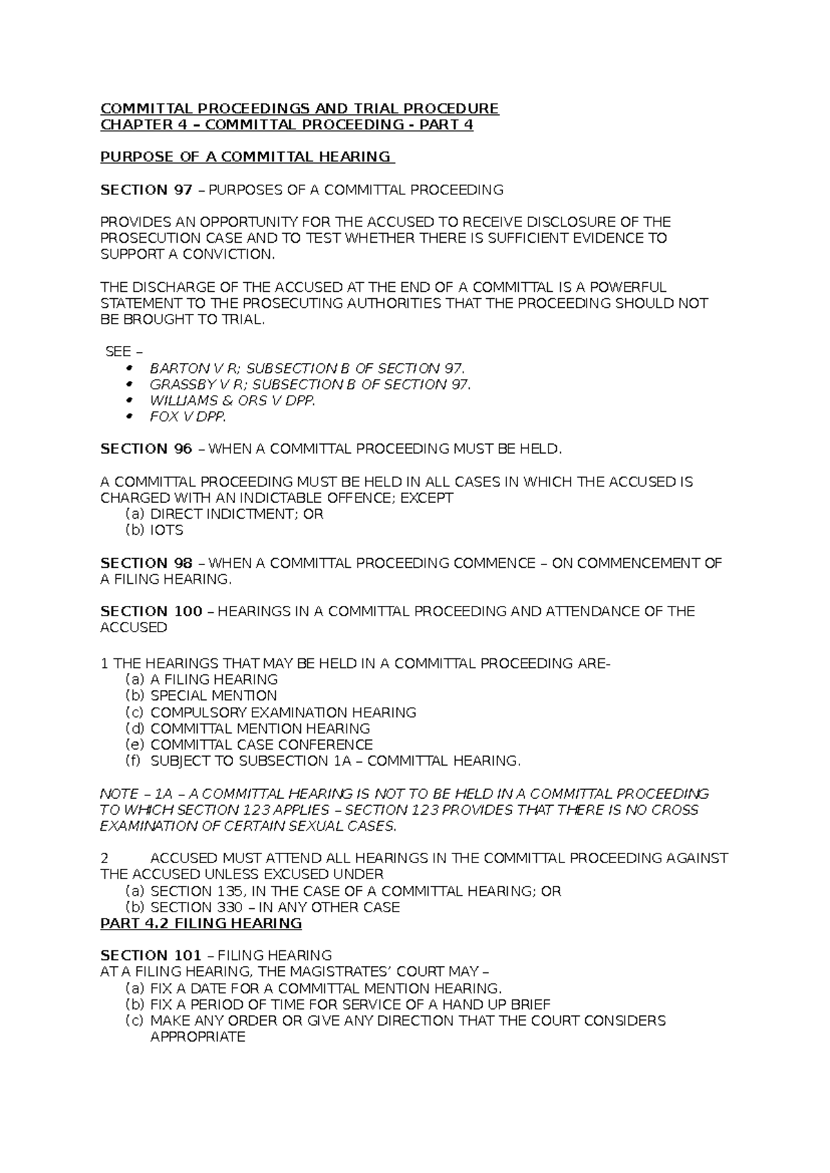 Committal Proceedings Overview and Relevant Procedures - Studocu