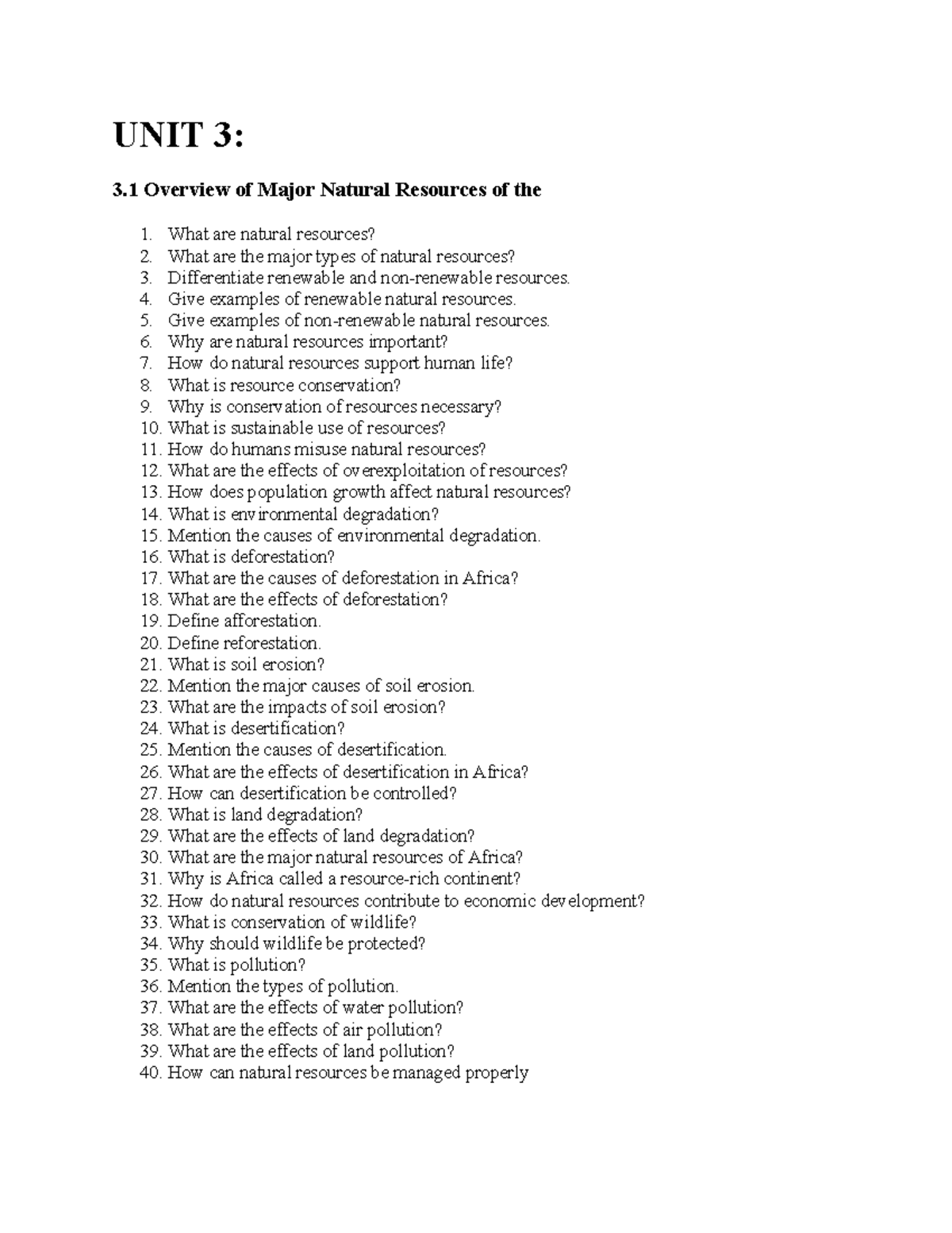 Grade 10 Geography: Unit 3 - Overview of Africa's Natural Resources ...