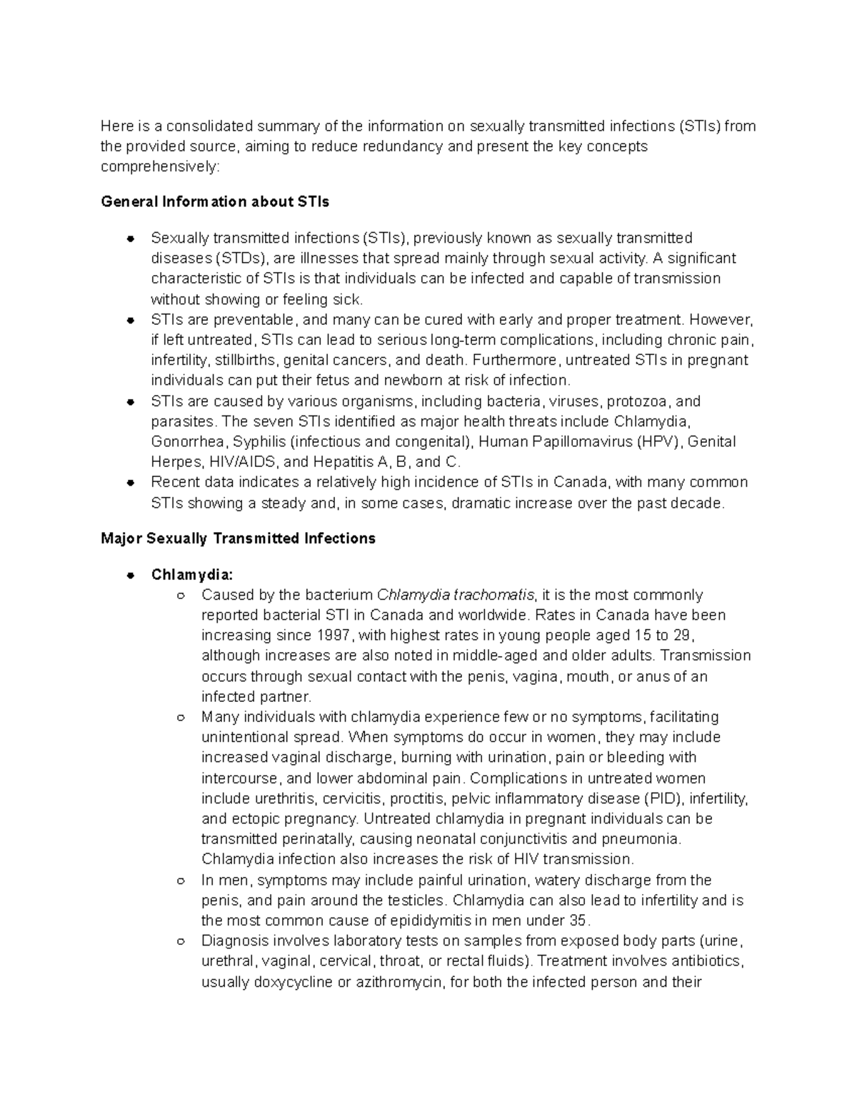 STI Overview and Key Concepts: A Comprehensive Summary of STIs - Studocu