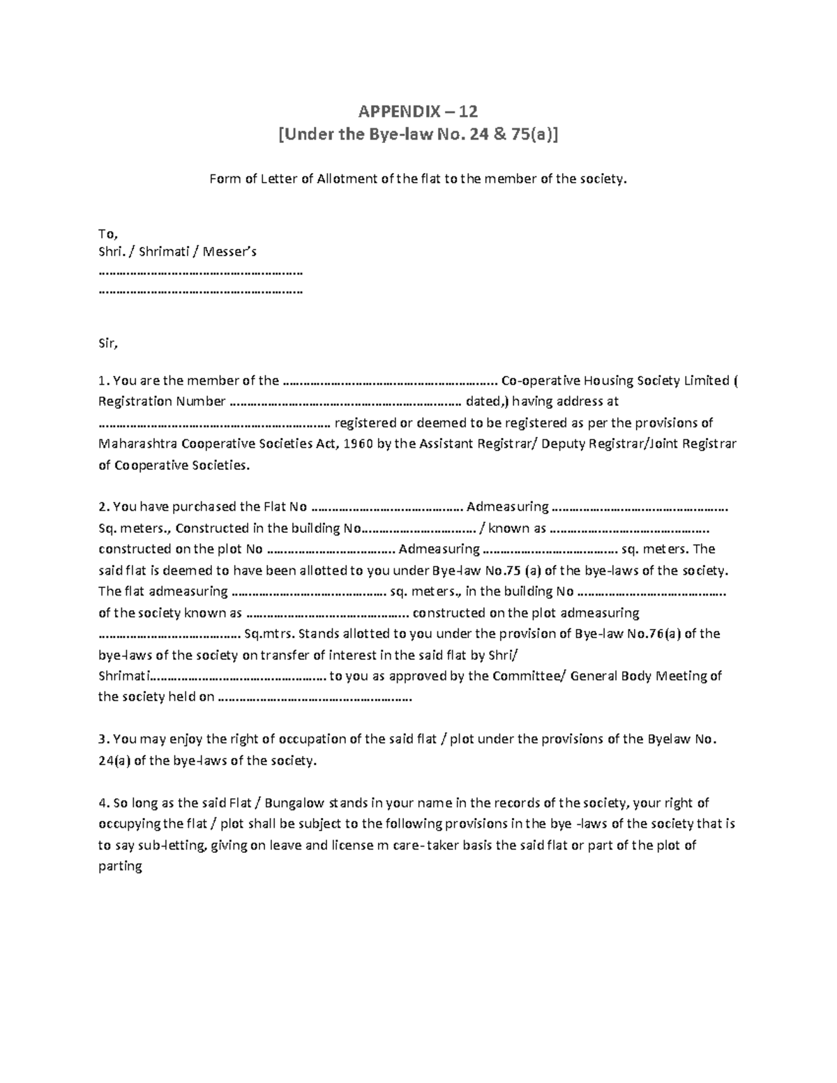 Appendix-12-Bye-Laws No - APPENDIX – 12 [Under the Bye-law No. 24 & 75 ...