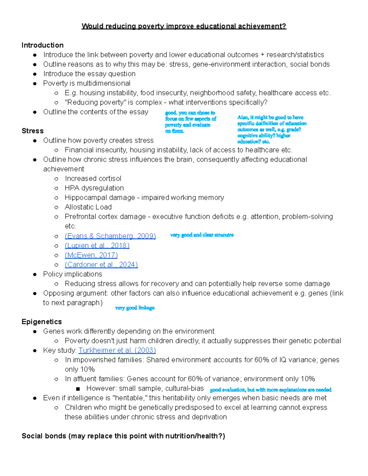 202422532 - Essay Plan: Poverty's Impact on Educational Achievement ...