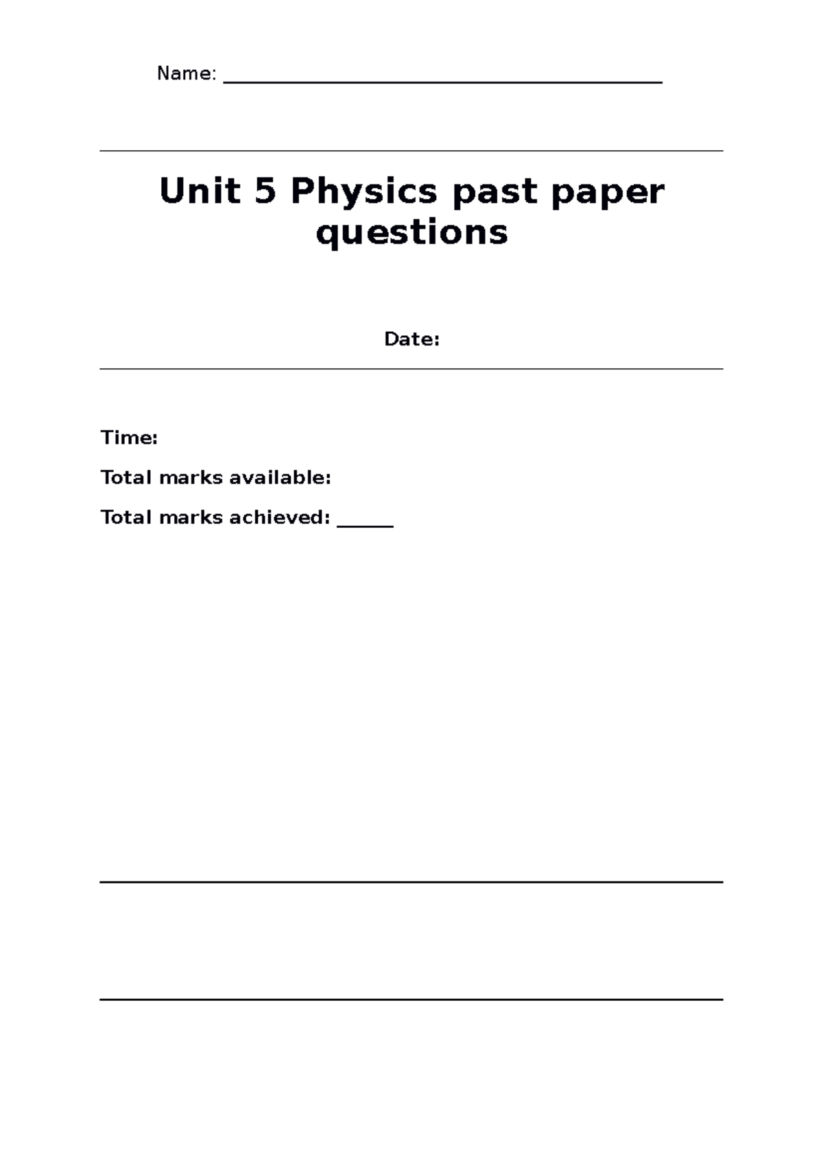 Unit 5 Physics Past Paper Questions and Answers - Studocu