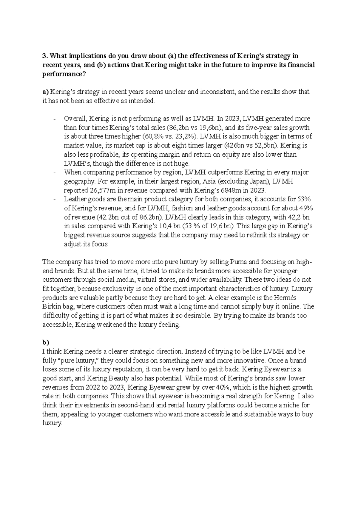 Kering SA Strategy Analysis & Future Recommendations (INDIV PREP 1 ...