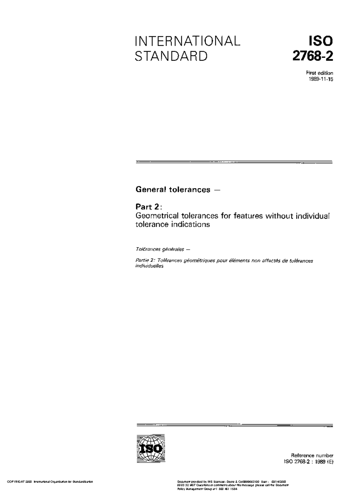 ISO 2768-2: General Geometrical Tolerances and Indications - Studocu