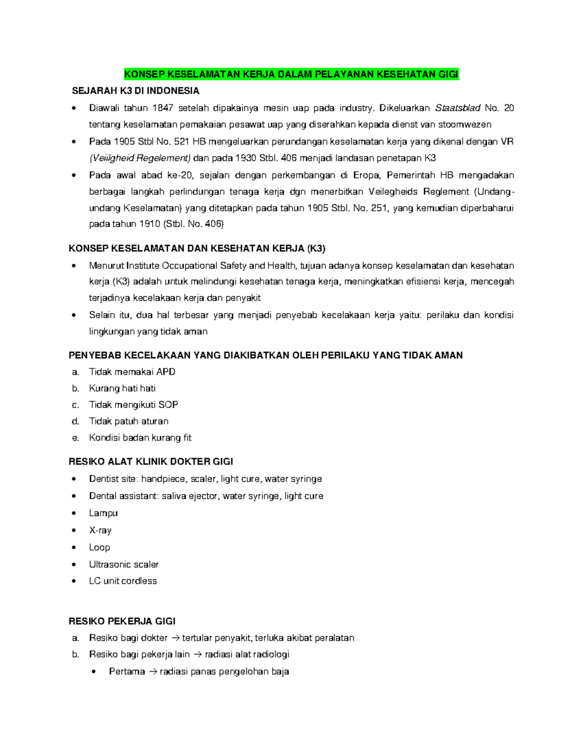 Keselamatan Kerja dalam Pelayanan Kesehatan Gigi: Konsep dan Risiko K3 ...