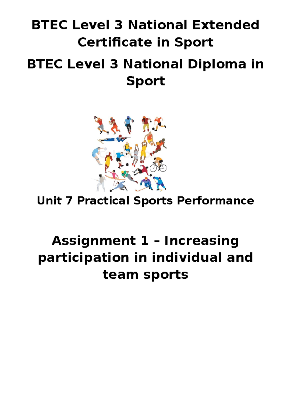 Unit 7 - Practical Sport - Assignment 1 - Structure booklet - BTEC ...