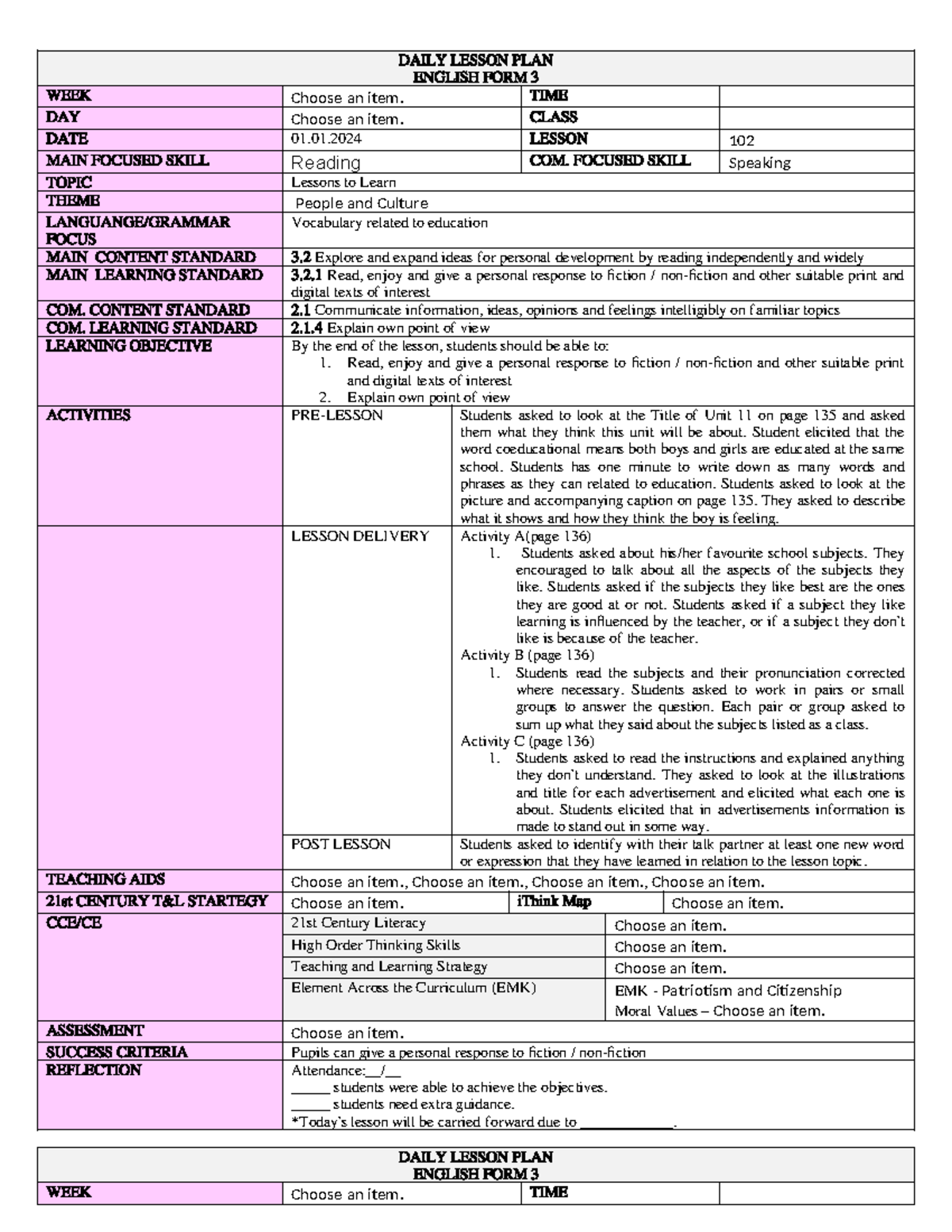 ENGL 3 Final Exam: Unit 11 Lessons to Learn Daily Lesson Plan - Studocu