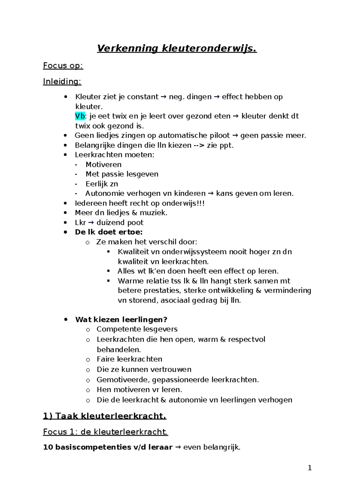 Verkenning kleuteronderwijs samenvatting - Verkenning kleuteronderwijs ...