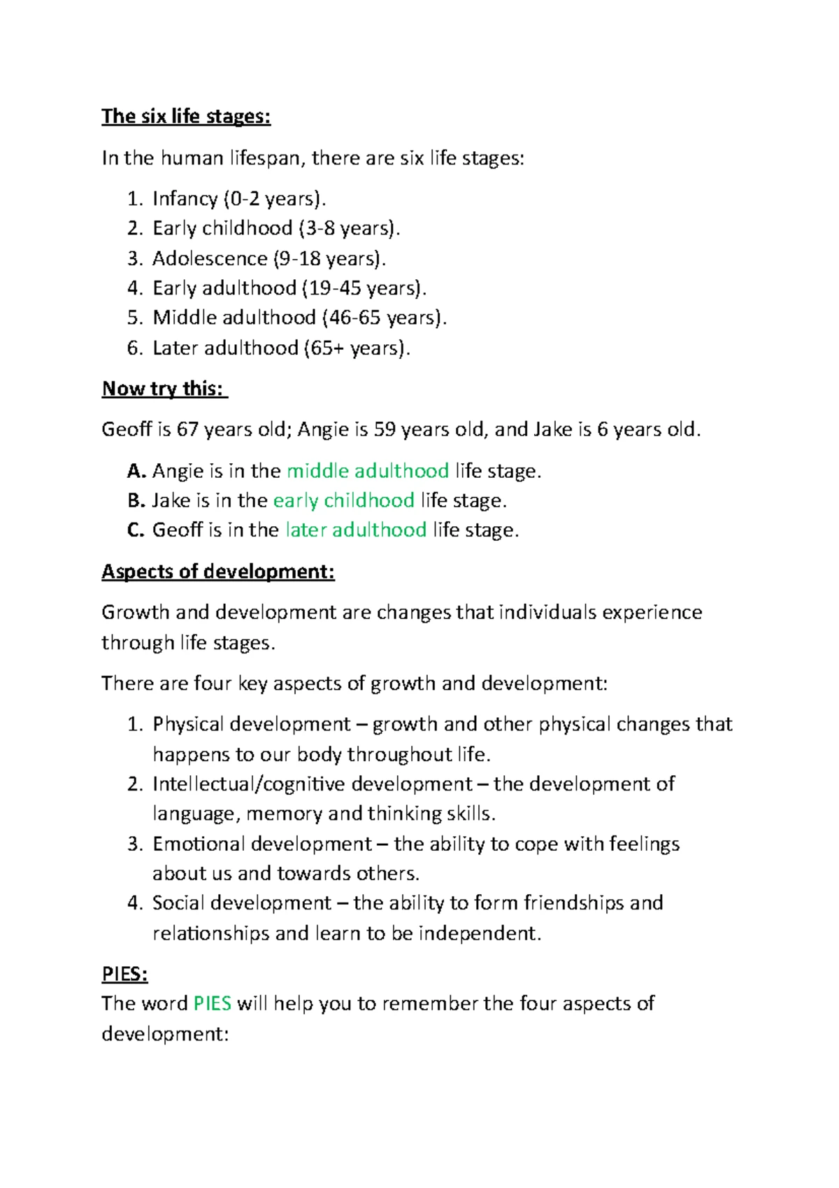 Revision Pack for unit 1 - Health and Social Care Unit 1 Revision Pack ...