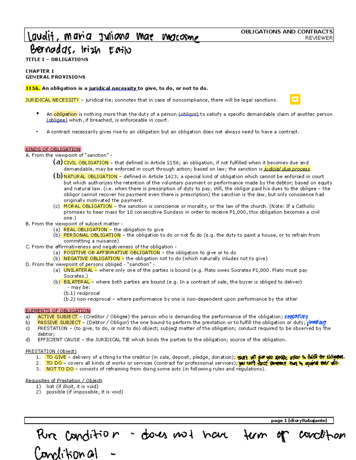 Obligations and Contracts Reviewer (OBLICON) - Title I: General ...