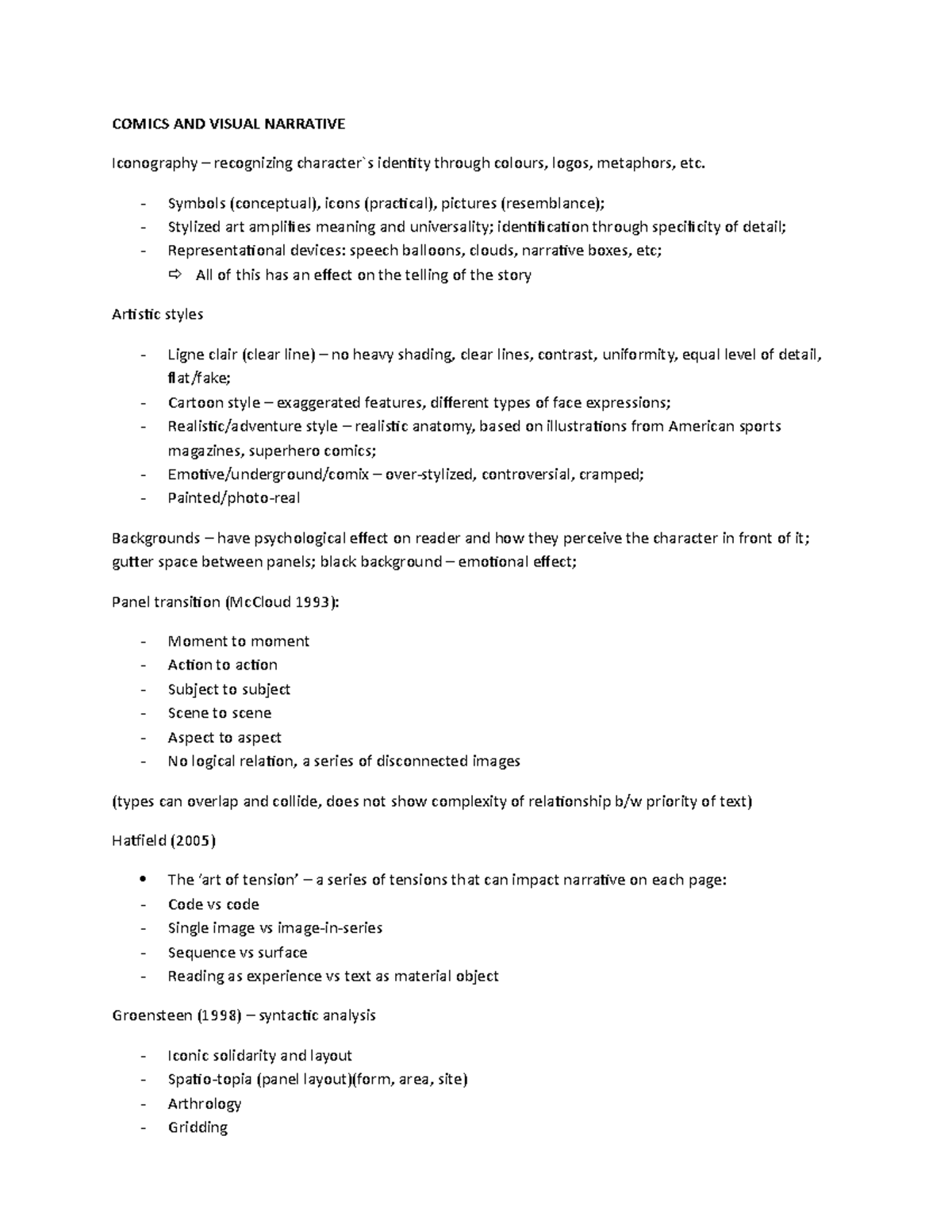 Comics AND Visual Narrative - COMICS AND VISUAL NARRATIVE Iconography ...