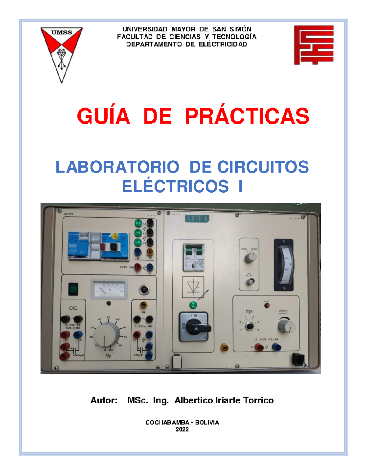 Guia de Laboratorio de Circuitos Electricos II 2022 - UNIVERSIDAD MAYOR DE SAN SIMÓN FACULTAD DE ...