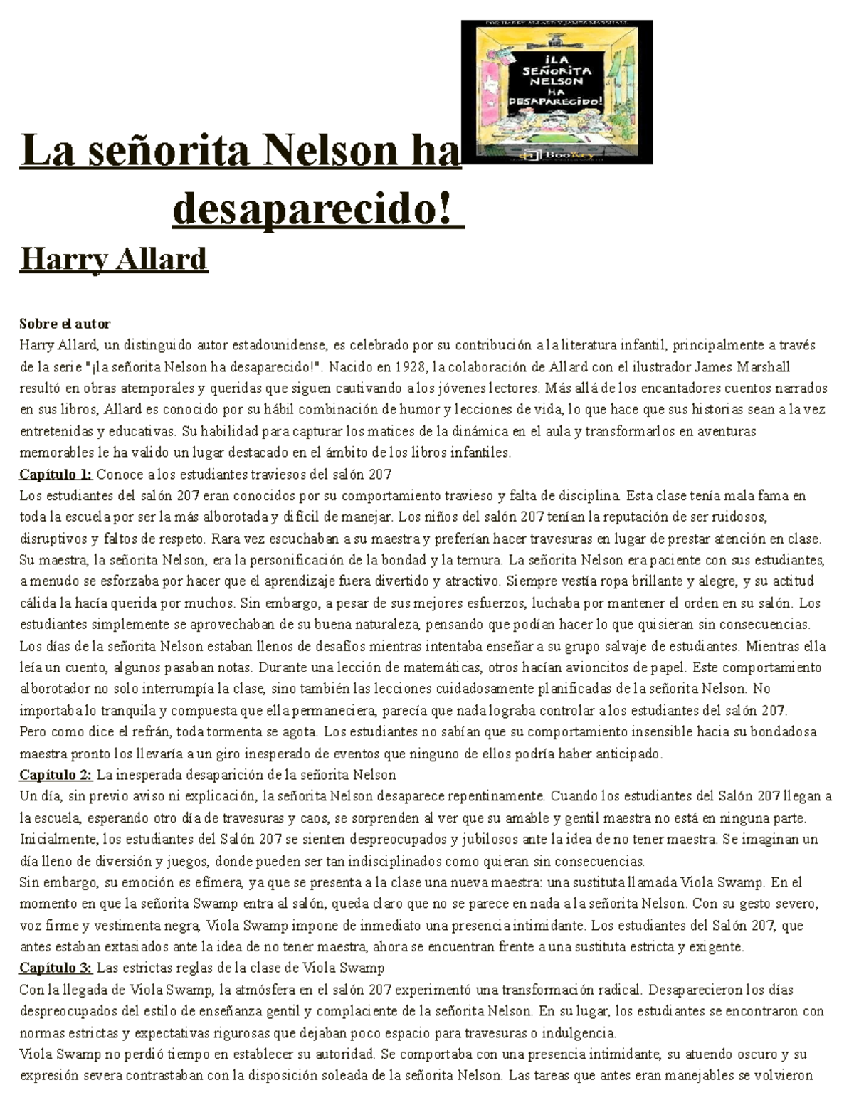 La señorita Nelson - texto adaptado - La señorita Nelson ha ...