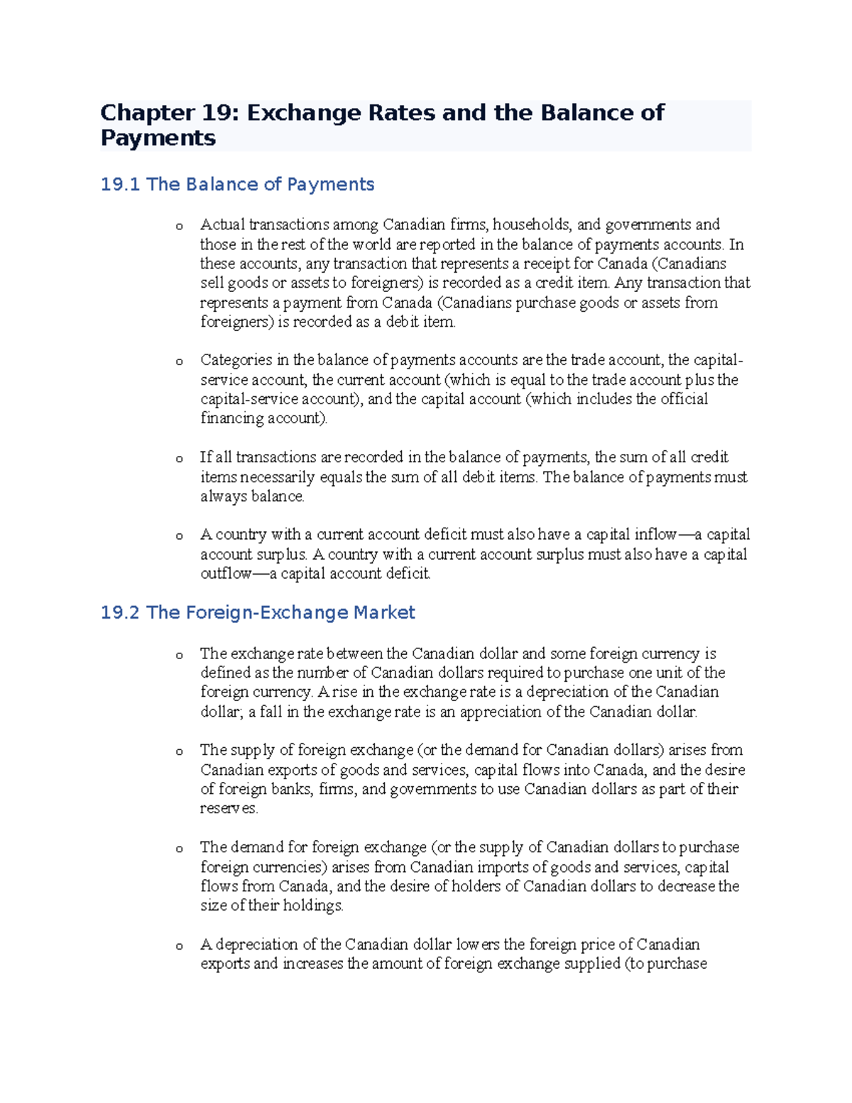 Chapter 19 - Macroeconomics - Chapter 19: Exchange Rates and the ...