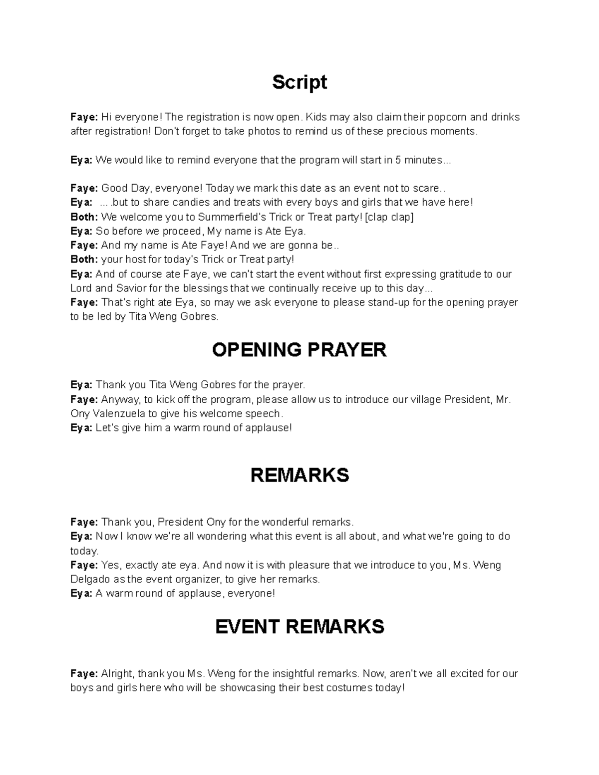 Summerfield's Halloween Party Script: A Festive Trick or Treat Event ...