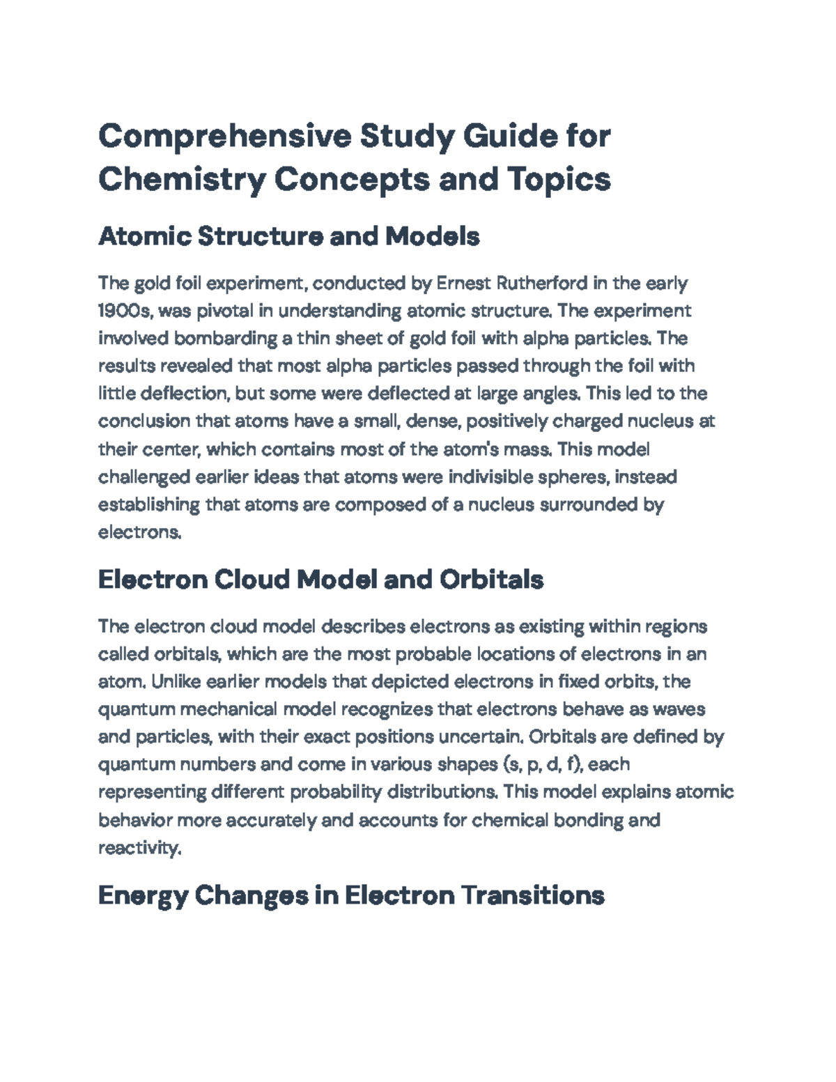 Comprehensive Study Guide for Chemistry Concepts (CHEM 101) - Studocu