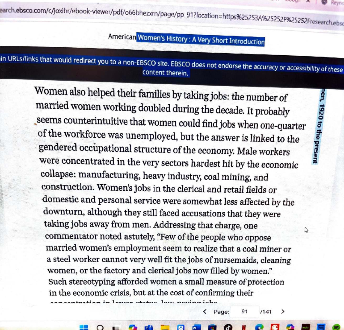 Reyno American History: Women's Roles During the Great Depression - Studocu