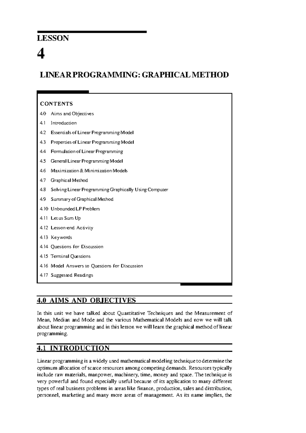 Lesson 4: Linear Programming - Graphical Method (Quantitative Techniques) - Studocu