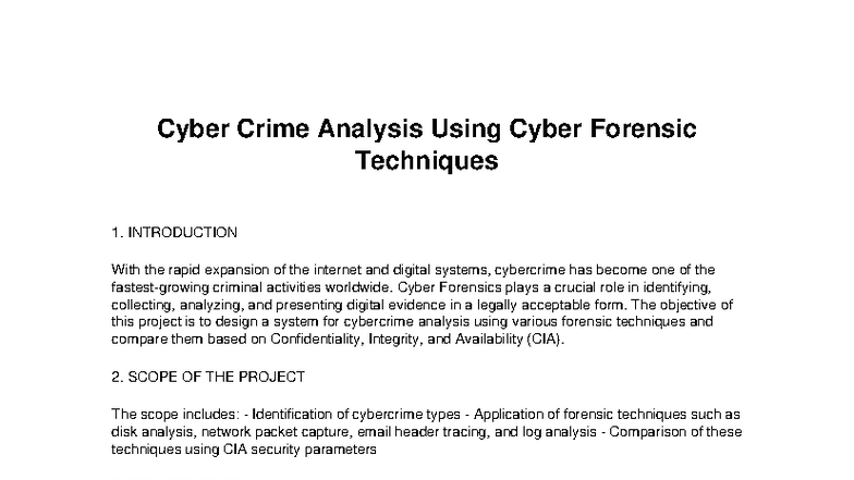 Cyber Forensics Report: Analyzing Cyber Crime Techniques - Studocu