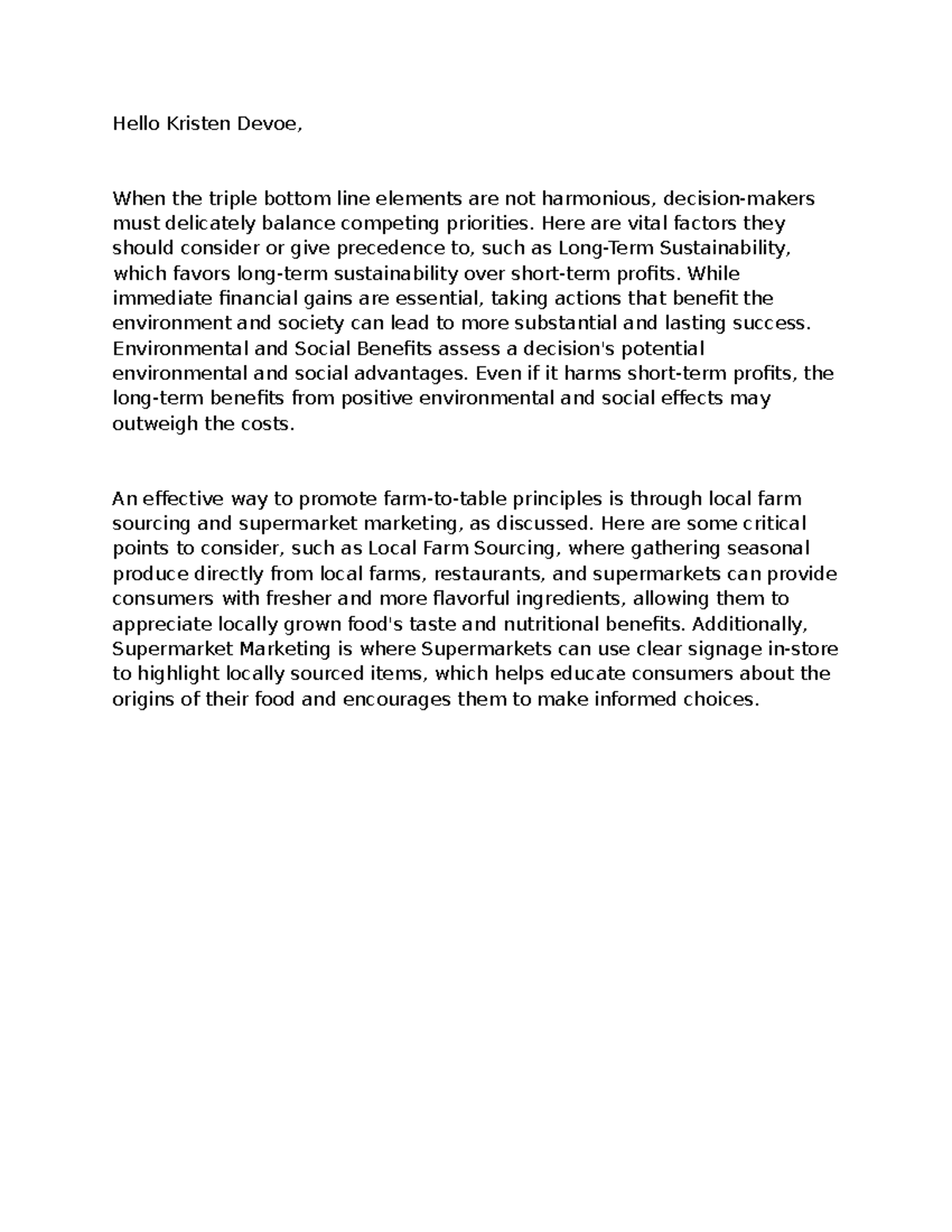 4-2 Discussion: Farm-to-Table, Triple Bottom Line, & Sustainability ...