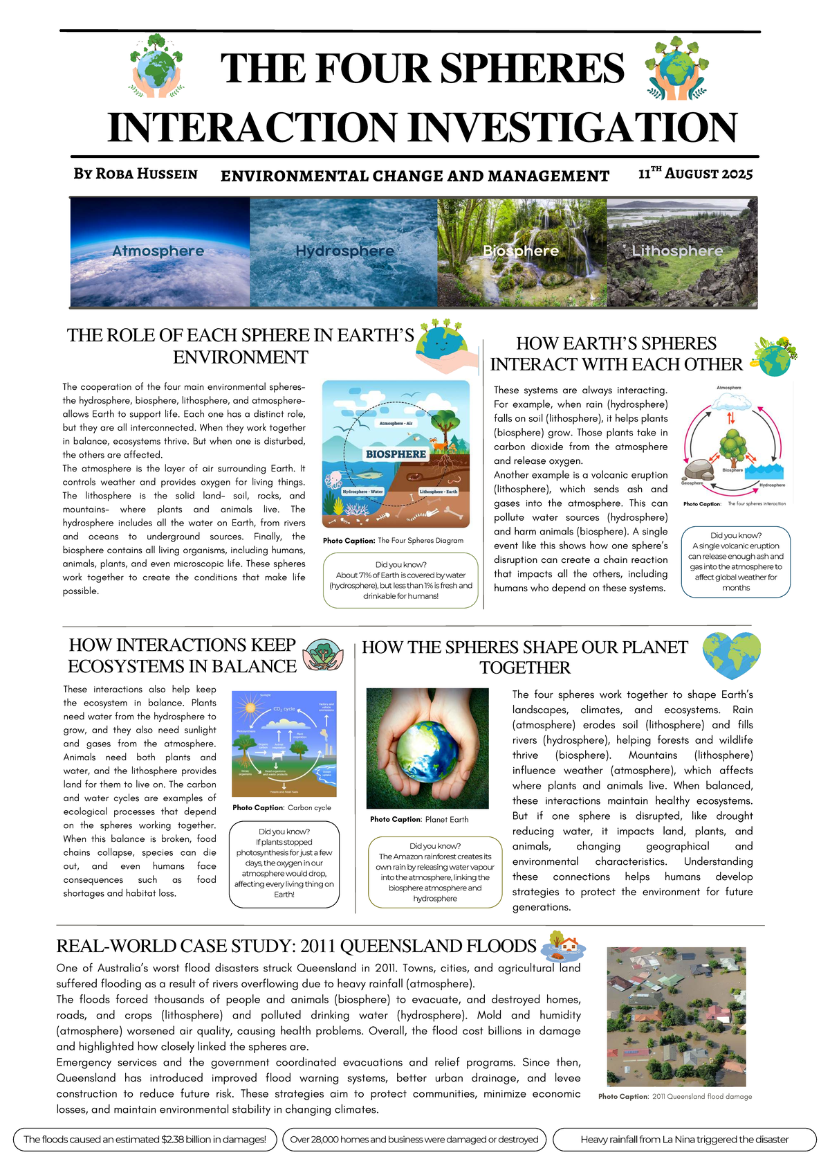Geography Assessment 1: Investigating Four Spheres Interaction - Studocu