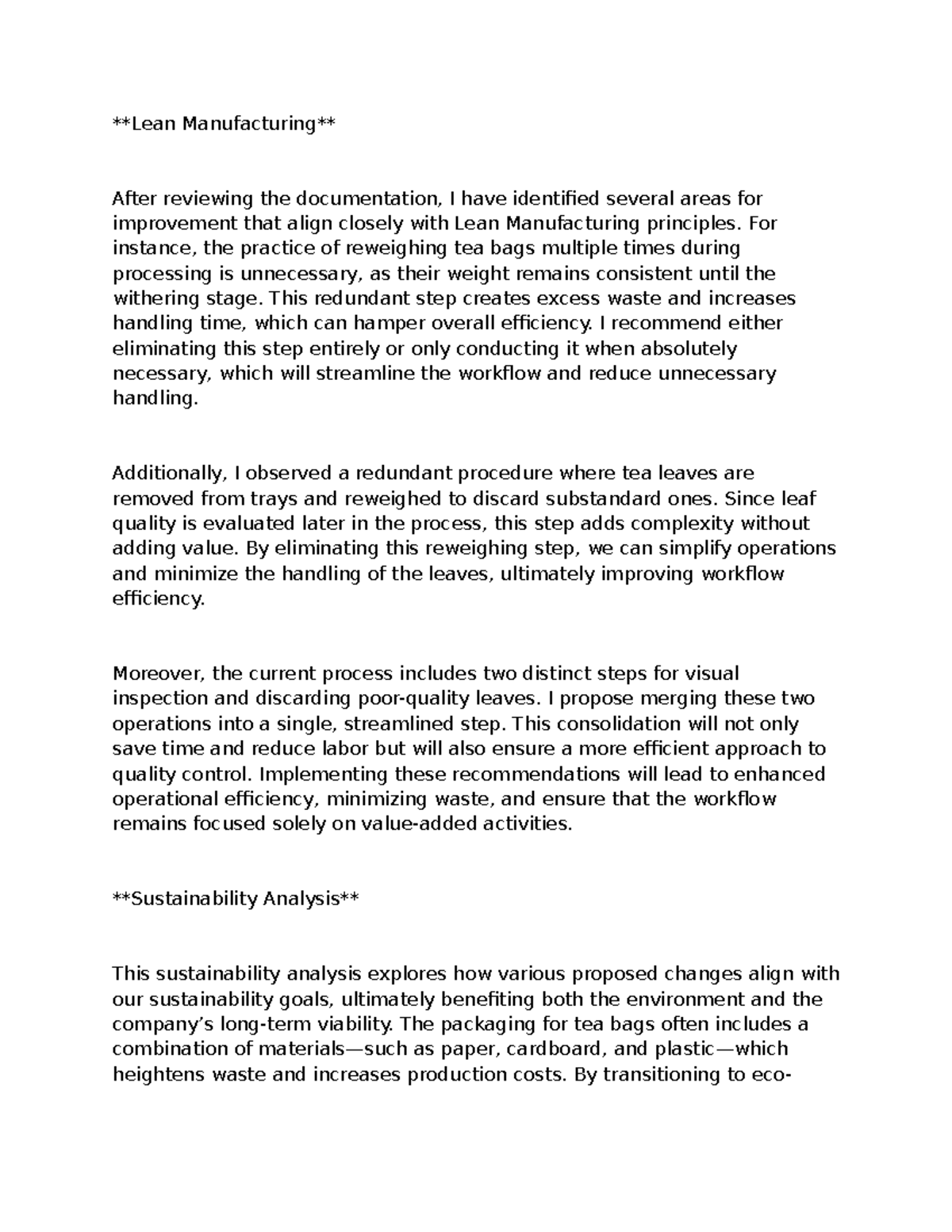 Module 4 uto 1 - notes - Lean Manufacturing After reviewing the ...