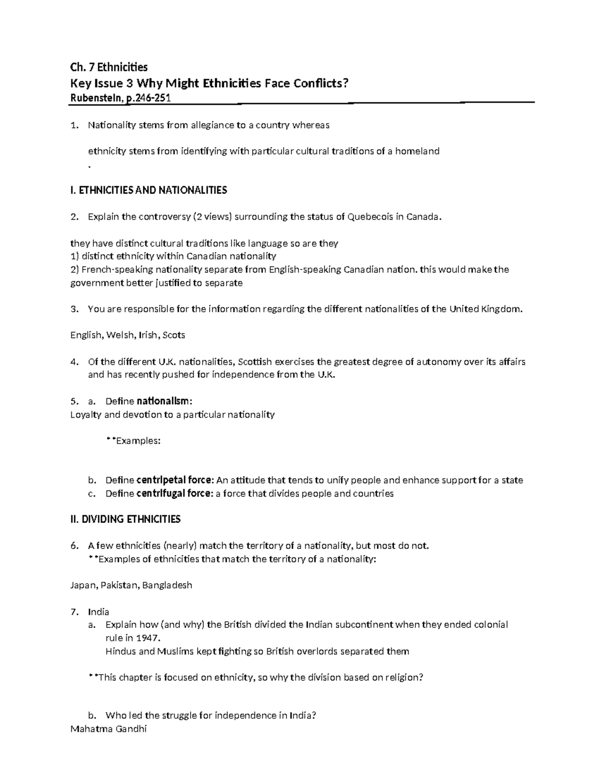 APHUG Chapter 7.3 Reading Notes: Ethnicities and Nationalities - Studocu