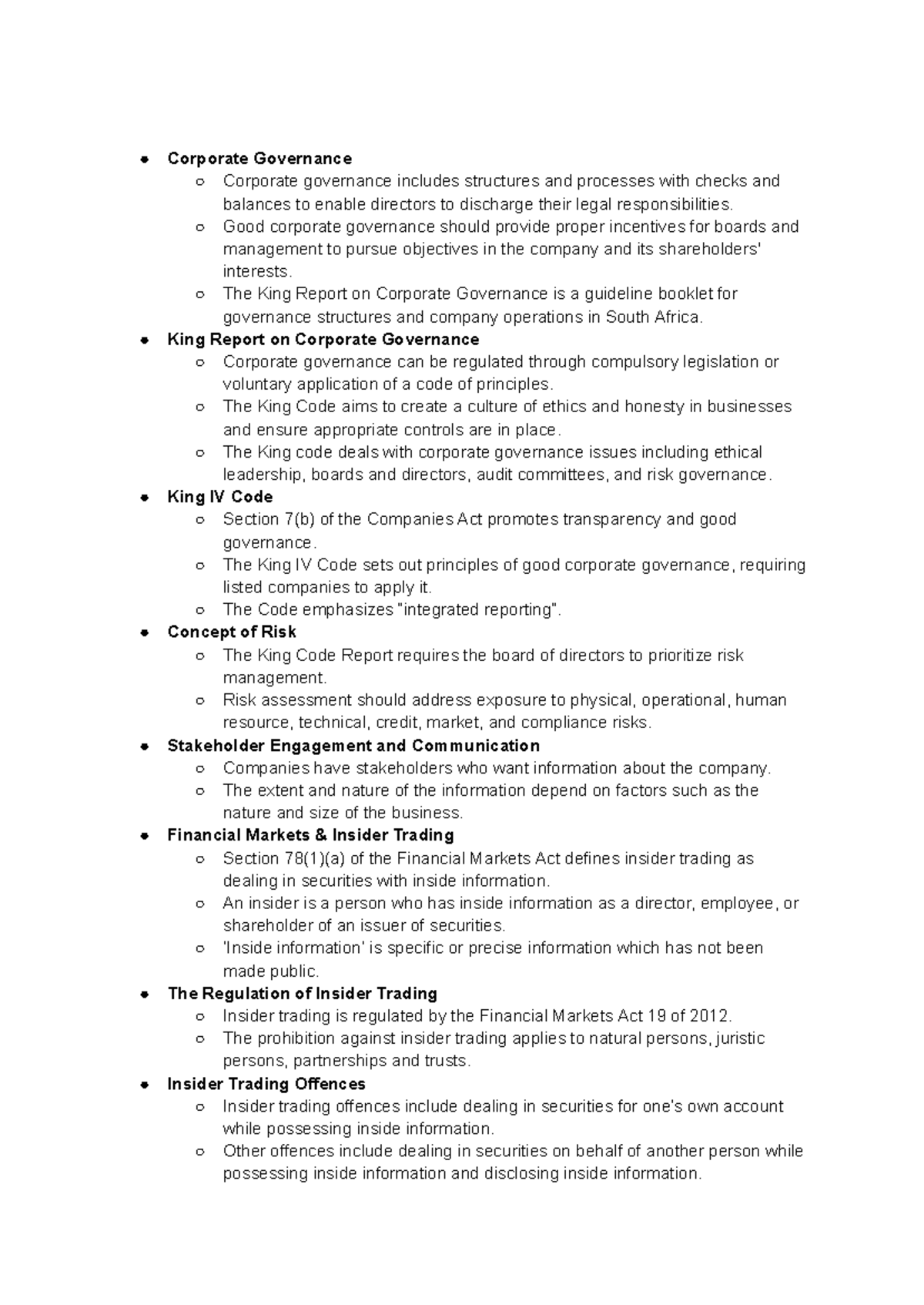 Corporate Governance Overview - Topic 6 Summary - Studocu