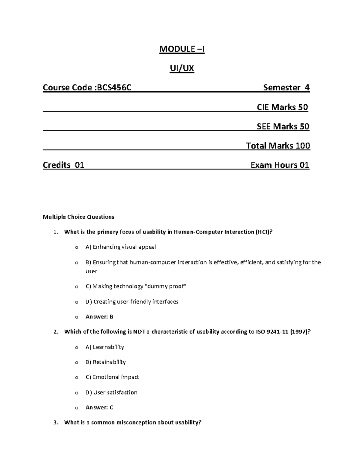 BCS456C Semester 4: UI/UX MCQ Question Bank - Studocu