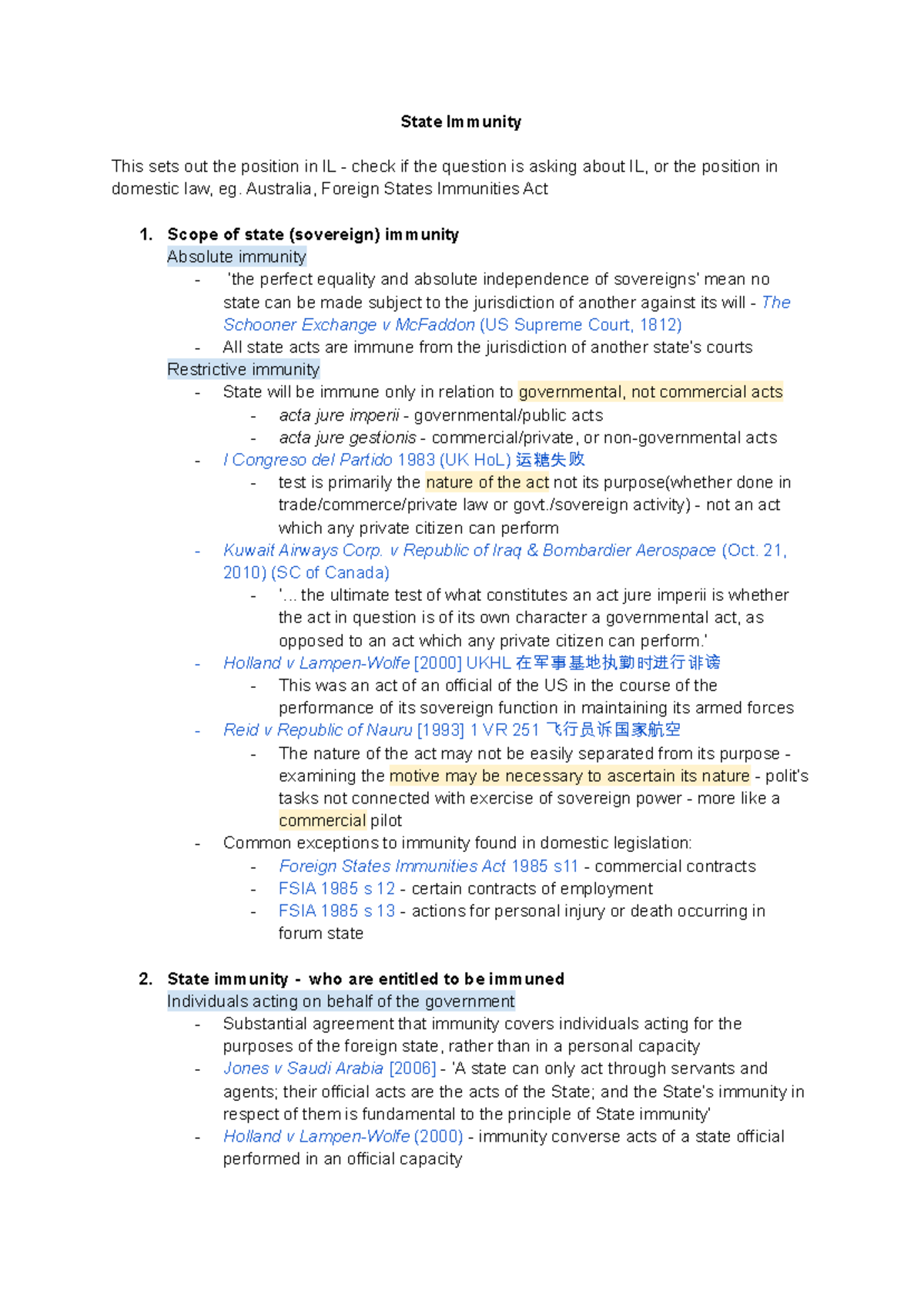 State Immunity in International Law - Unit Notes (IL) - Studocu