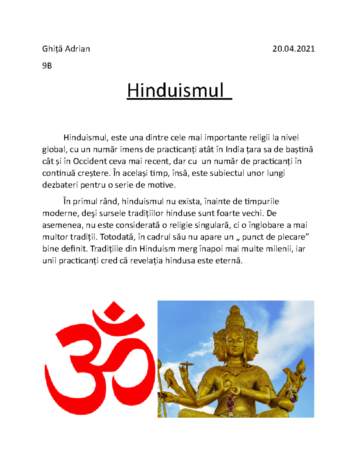 Hinduismul: O Privire Asupra Tradițiilor și Evoluțiilor Sociale - Studocu