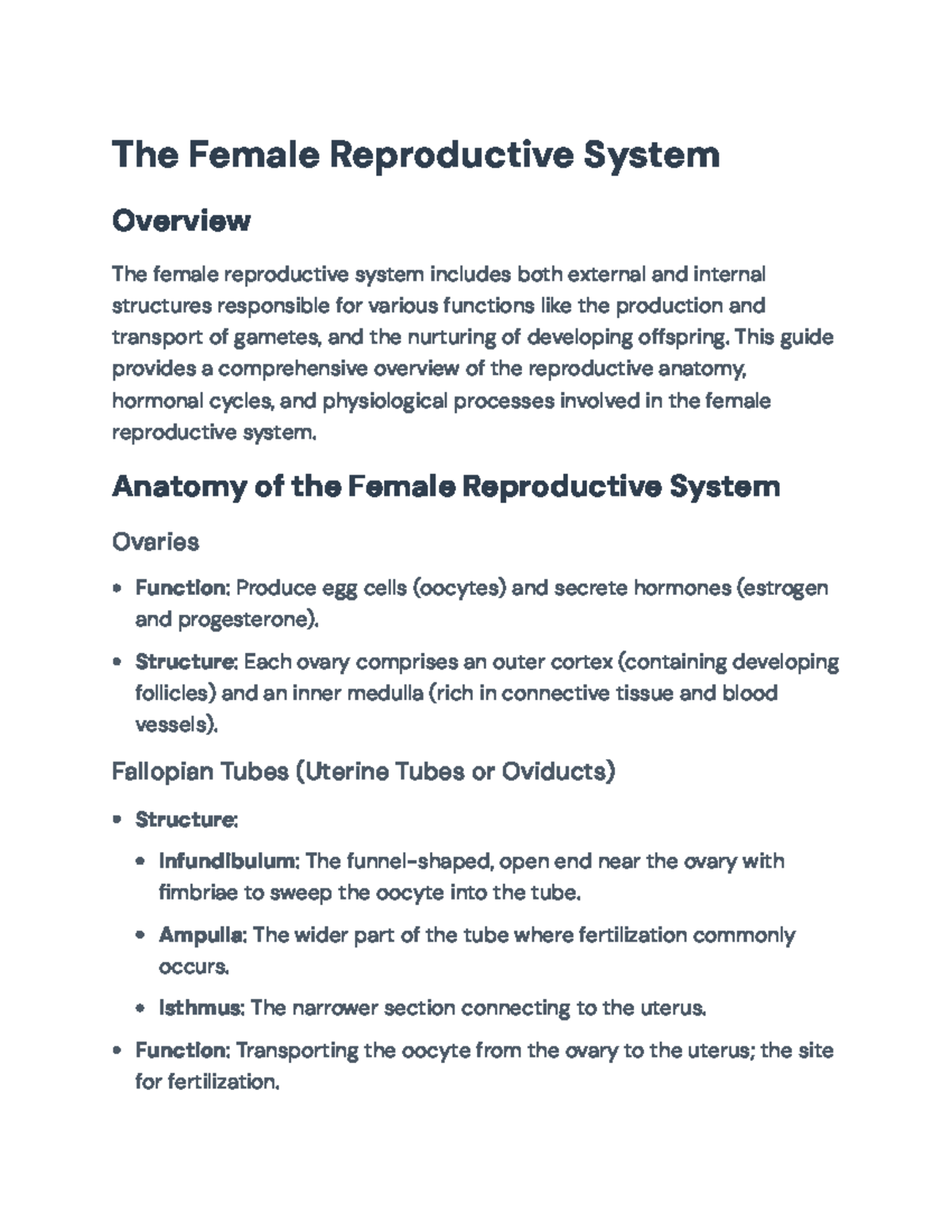 Comprehensive Overview of the Female Reproductive System (BIOL 102 ...