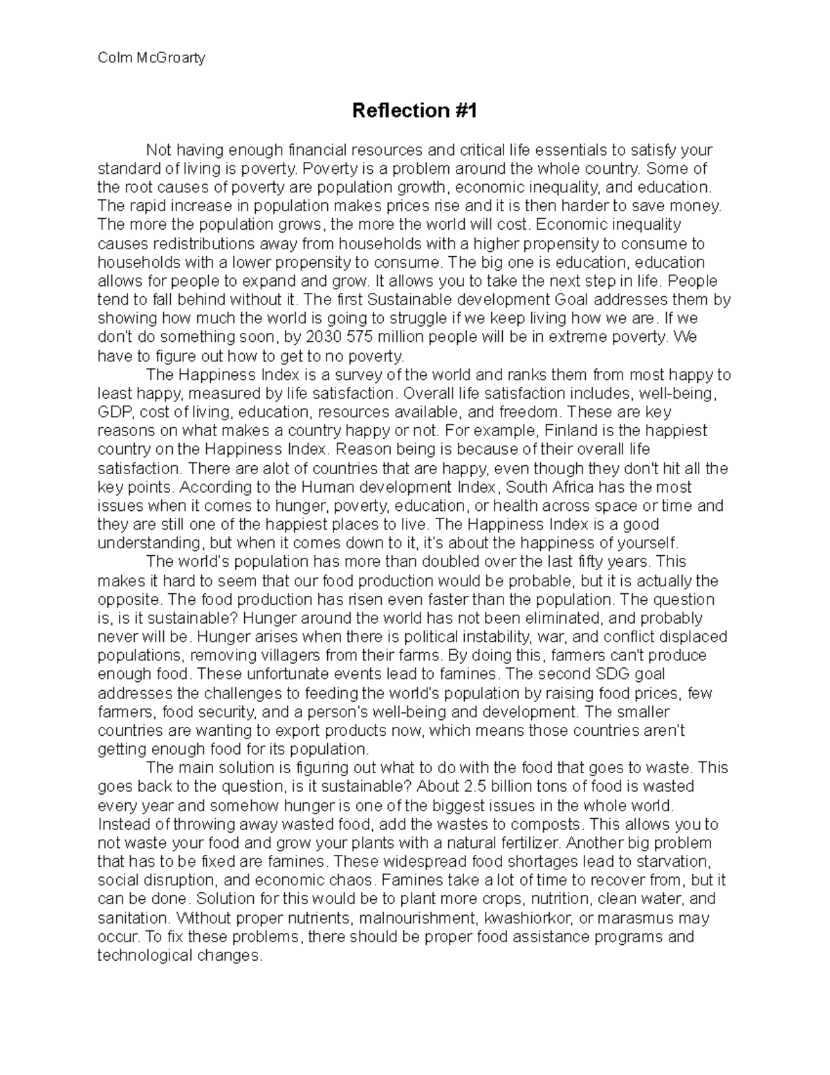 Reflection on Poverty and Food Security: Insights by Colm McGroarty ...