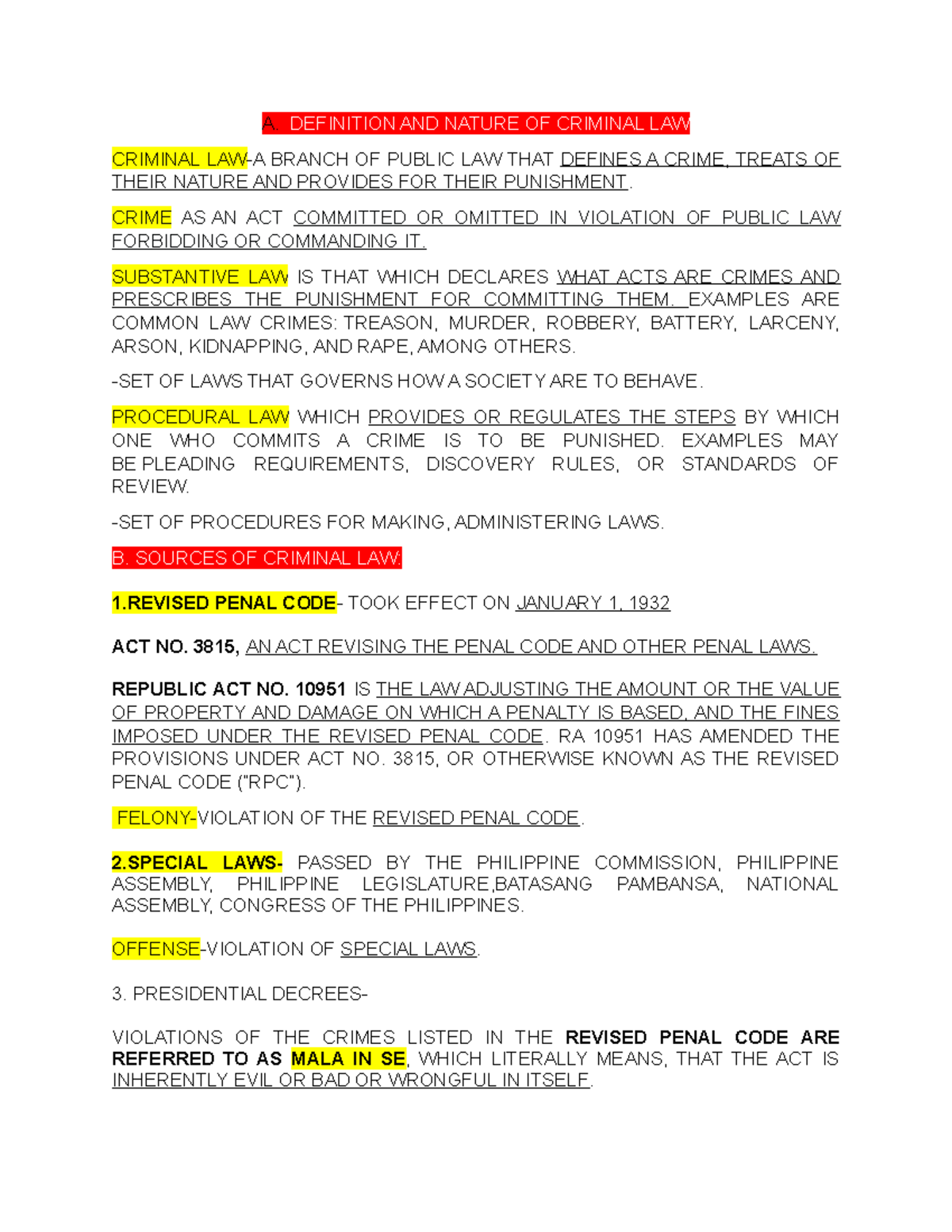 Criminal Law Overview - Key Concepts and Principles (LAW 2022) - Studocu