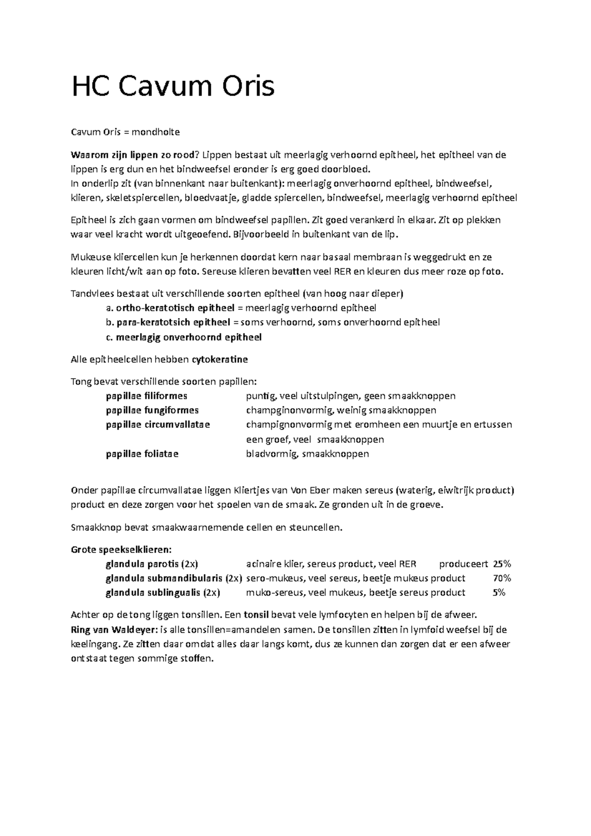 HC Cavum Oris: Anatomie en Functies van Mondholte en Lipstructuren ...