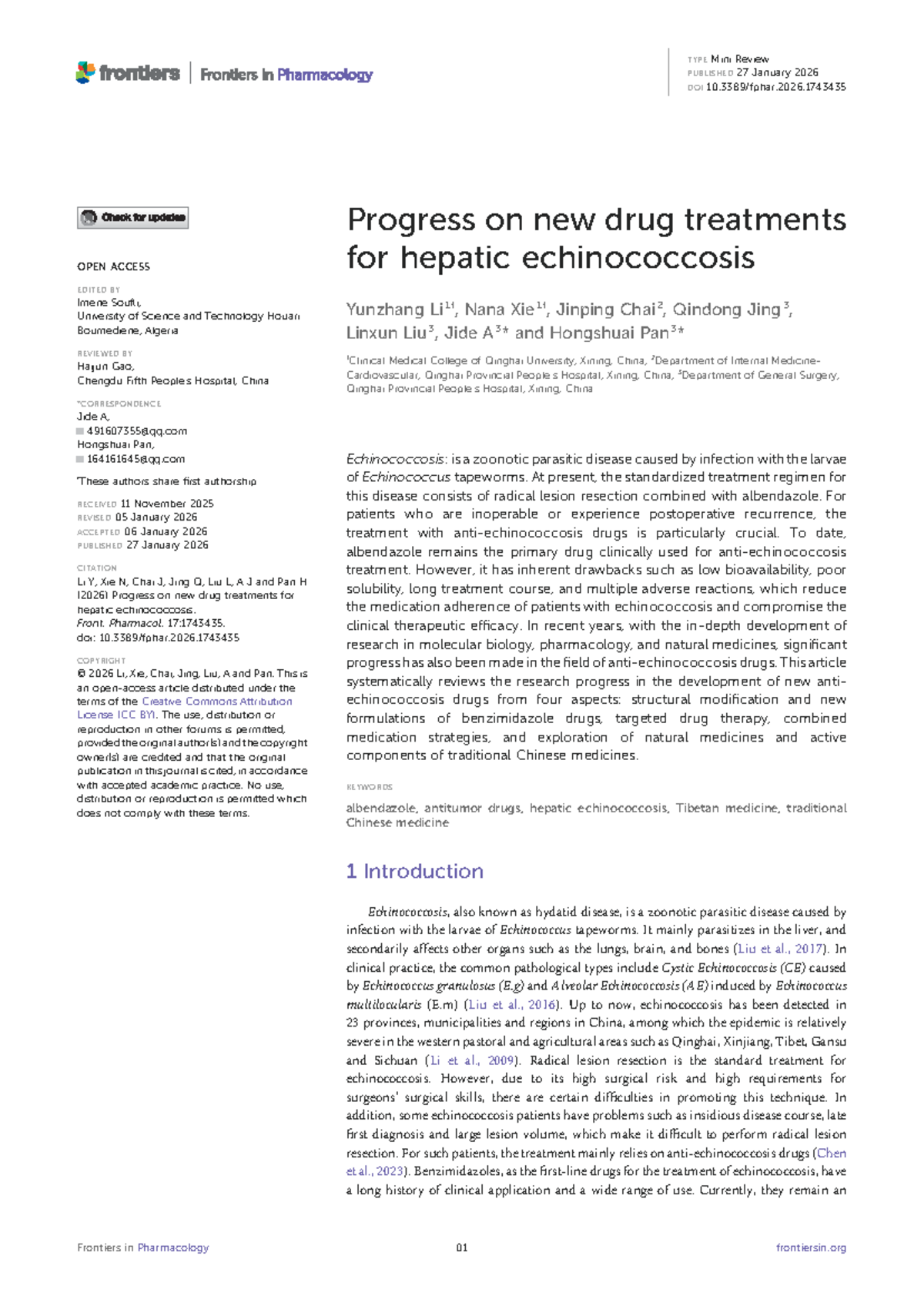 Fphar-17-1743435: Advances in Drug Treatments for Hepatic ...