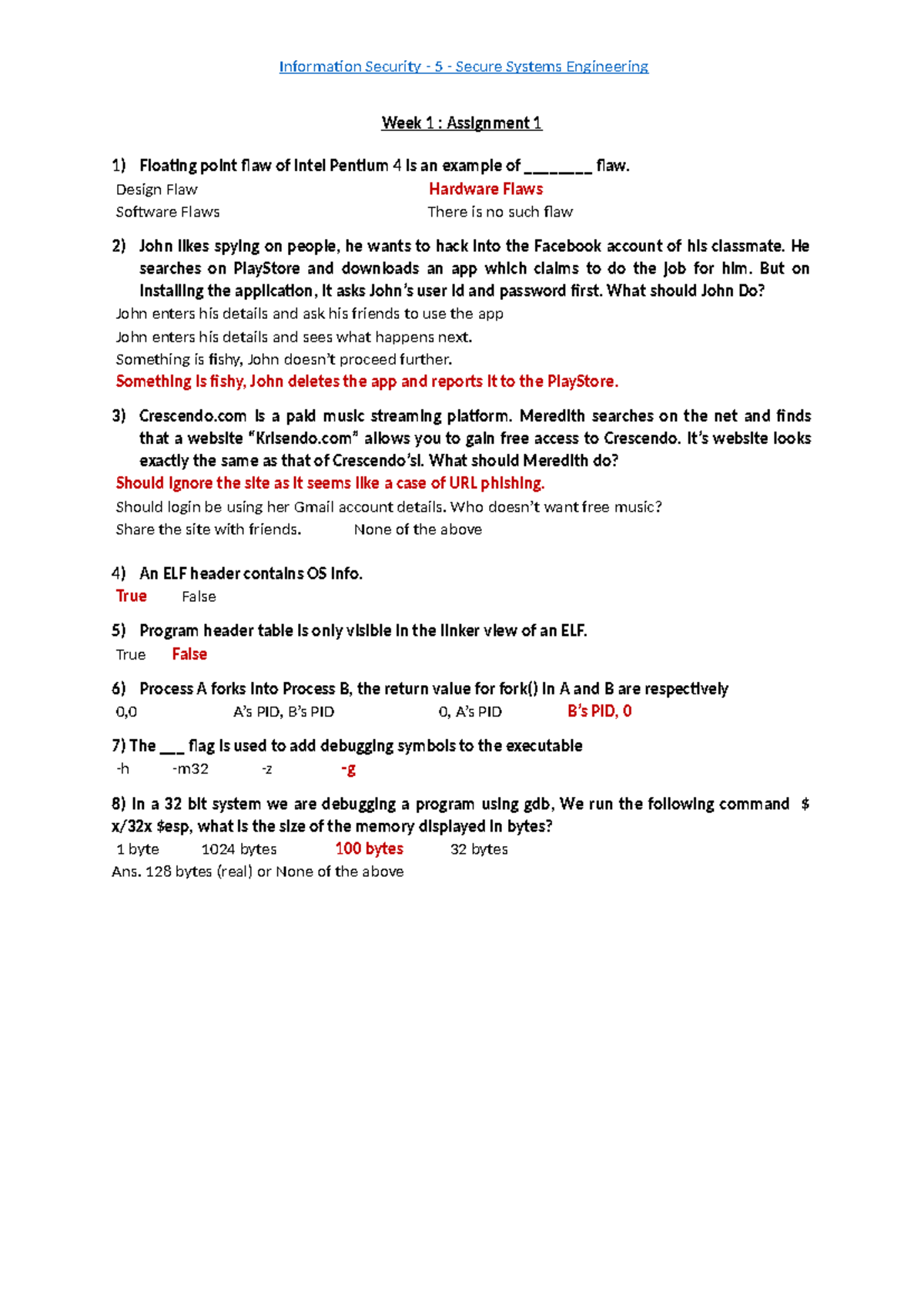 Information Security 5: Secure Systems Engineering Week 1 Assignment ...