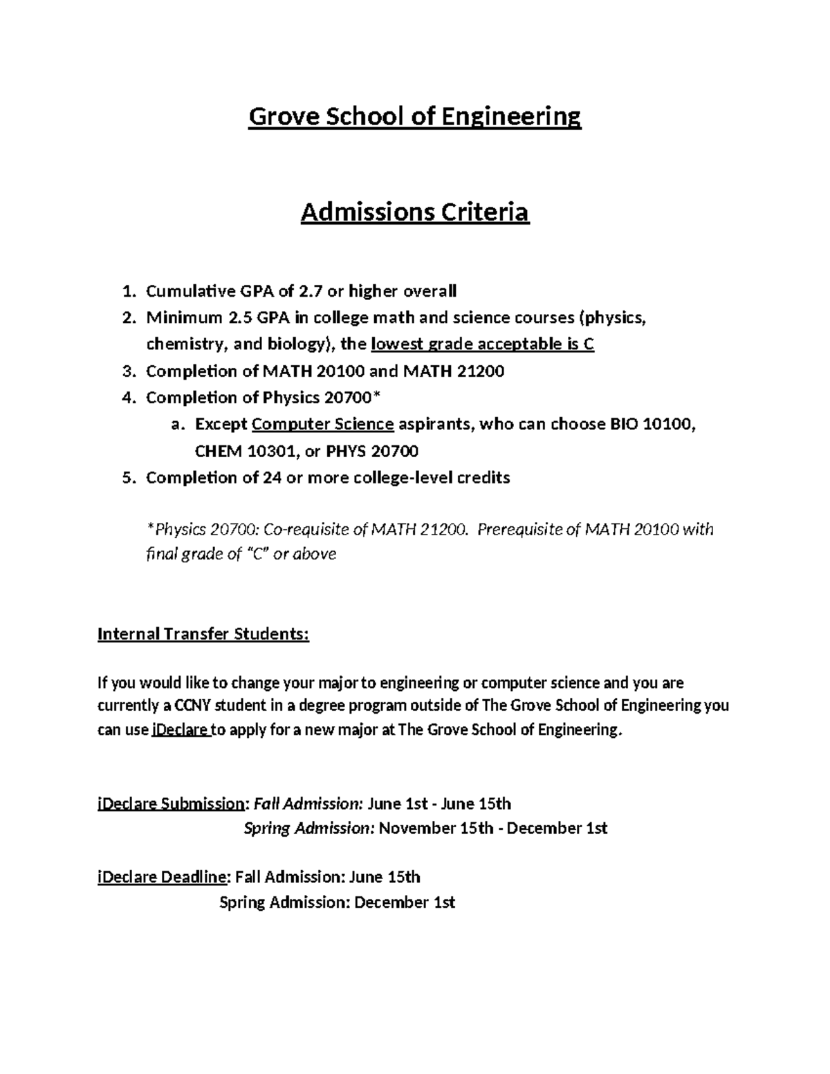 Grove Engineering Admissions Criteria & Requirements Guide - Studocu