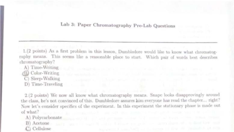 Lab 3: Paper Chromatography Pre-Lab Questions and Answers - Studocu