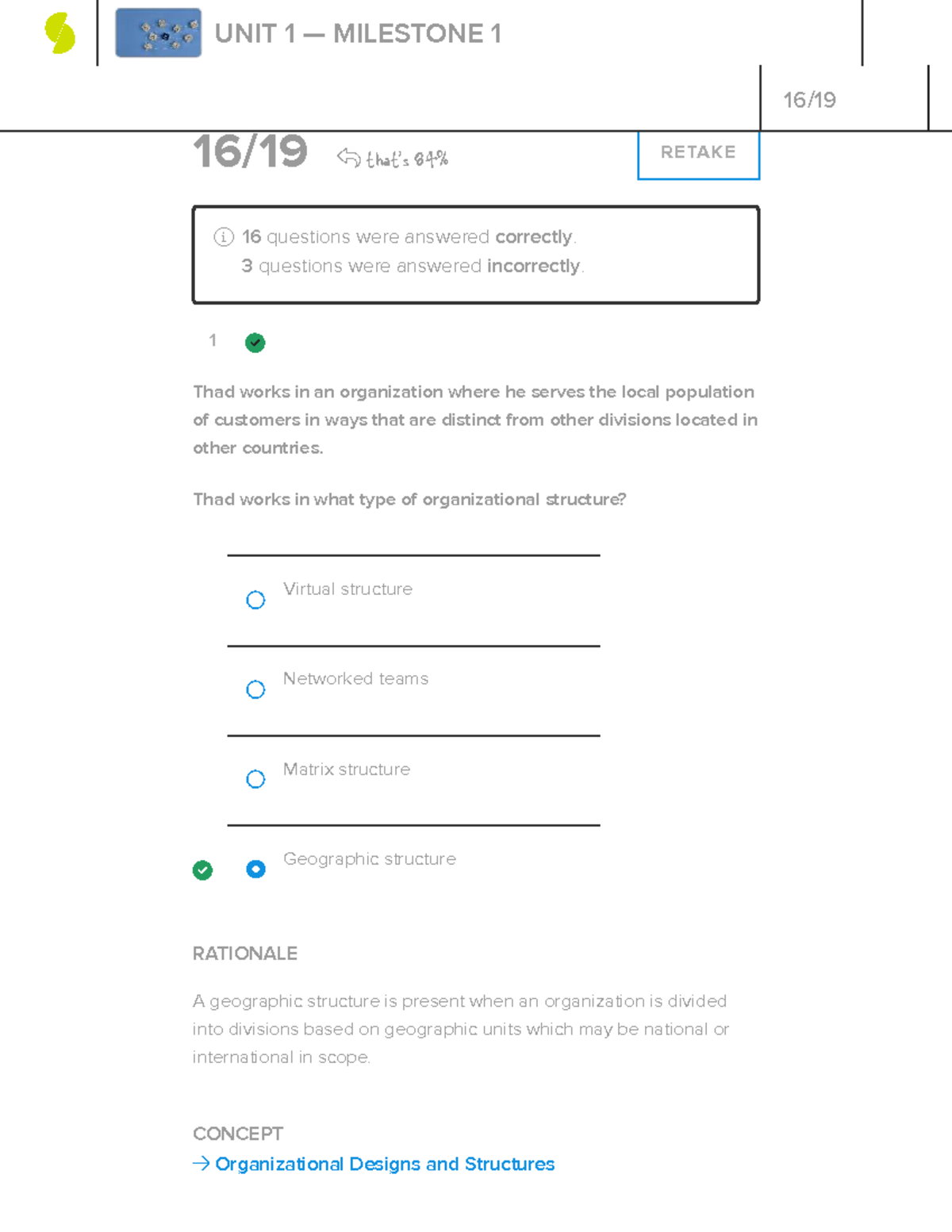 Unit 1 - Milestone 1: Organizational Structures and Change Concepts ...