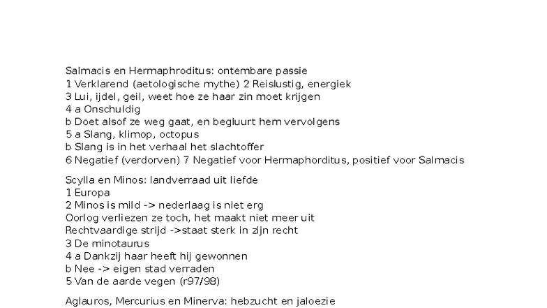 Analyse van Salmacis en Hermaphroditus: Passie en Mythologie - Studeersnel