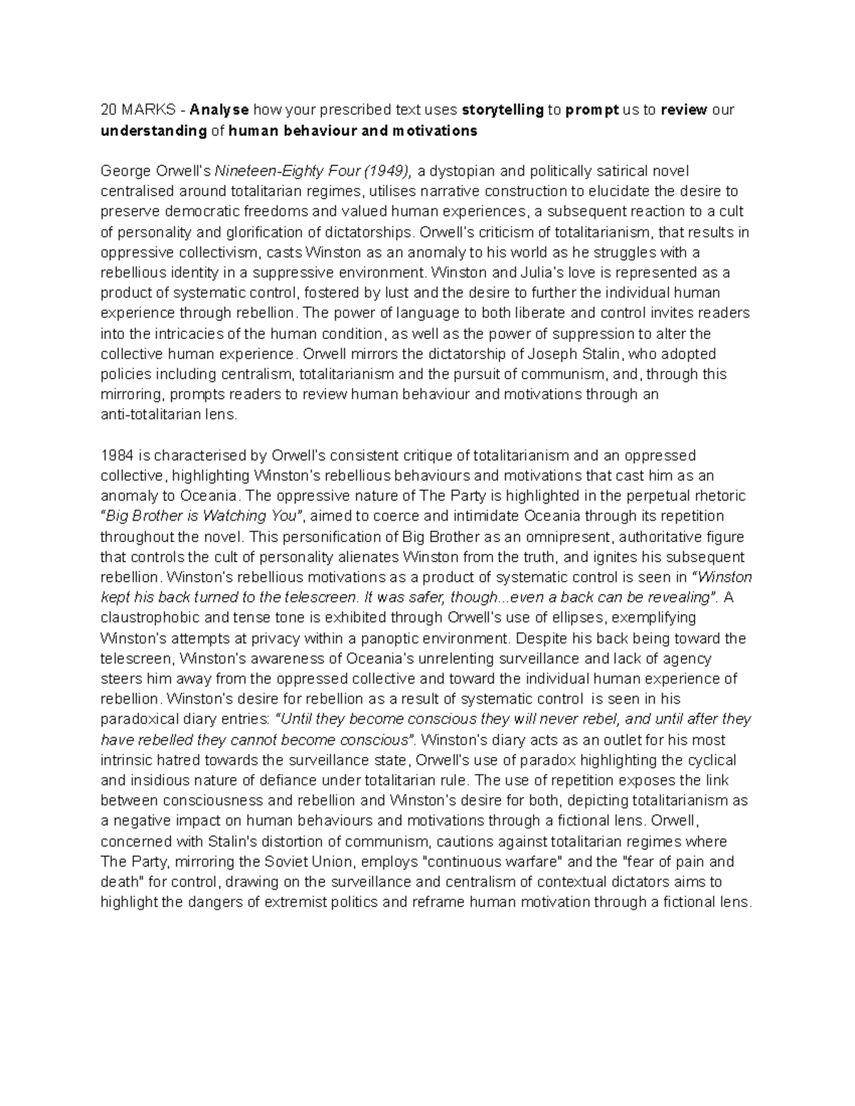 1984 20/20 Trials Essay: Analyzing Storytelling and Human Motivations ...