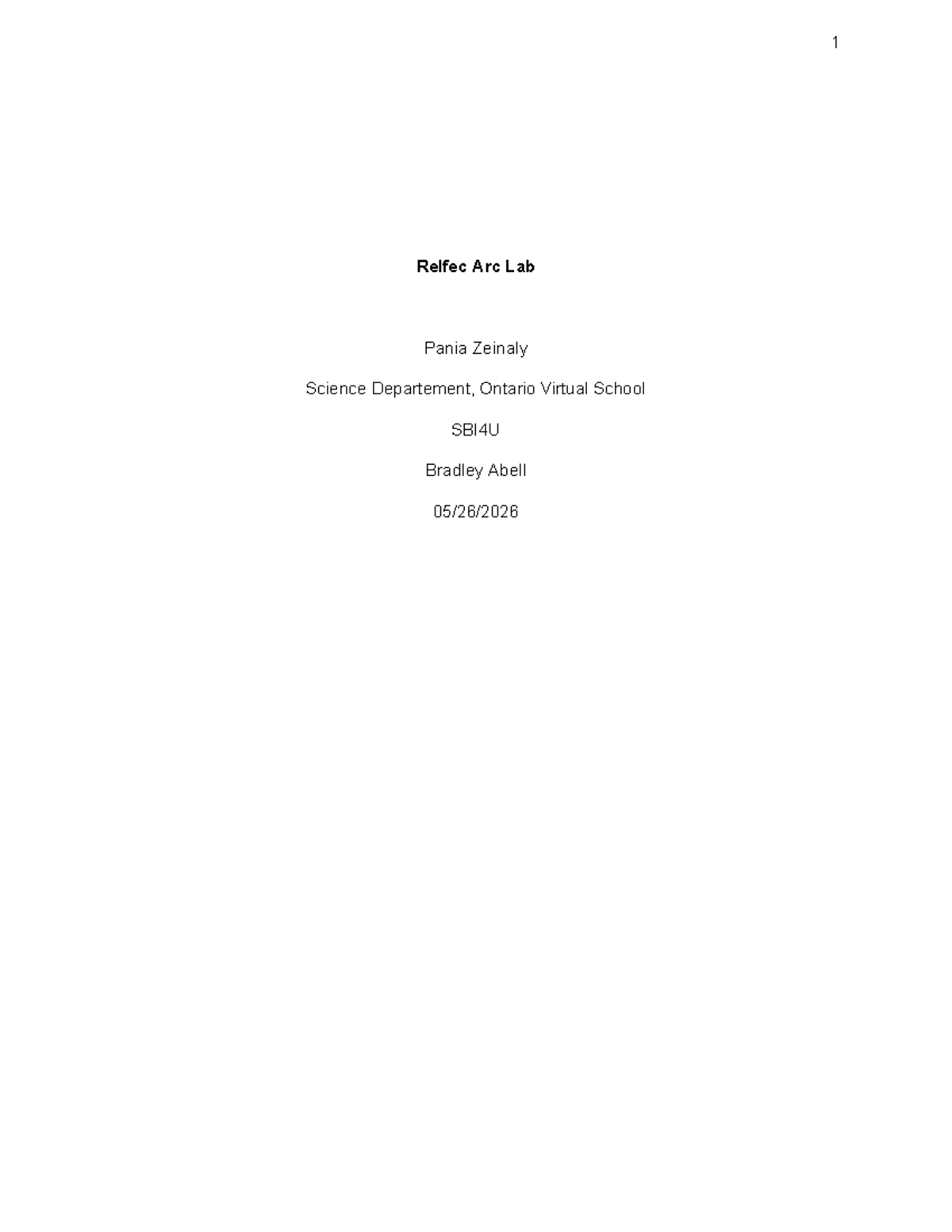Reflex Arc Lab Report - SBI4U Unit 4 by Pania Zeinaly - Studocu