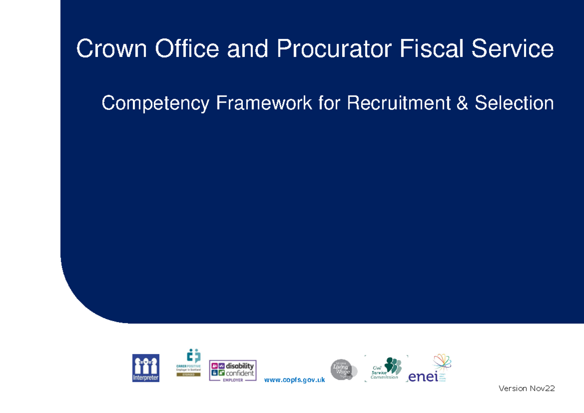 COPFS Competency Framework for Recruitment & Selection Guide - Studocu